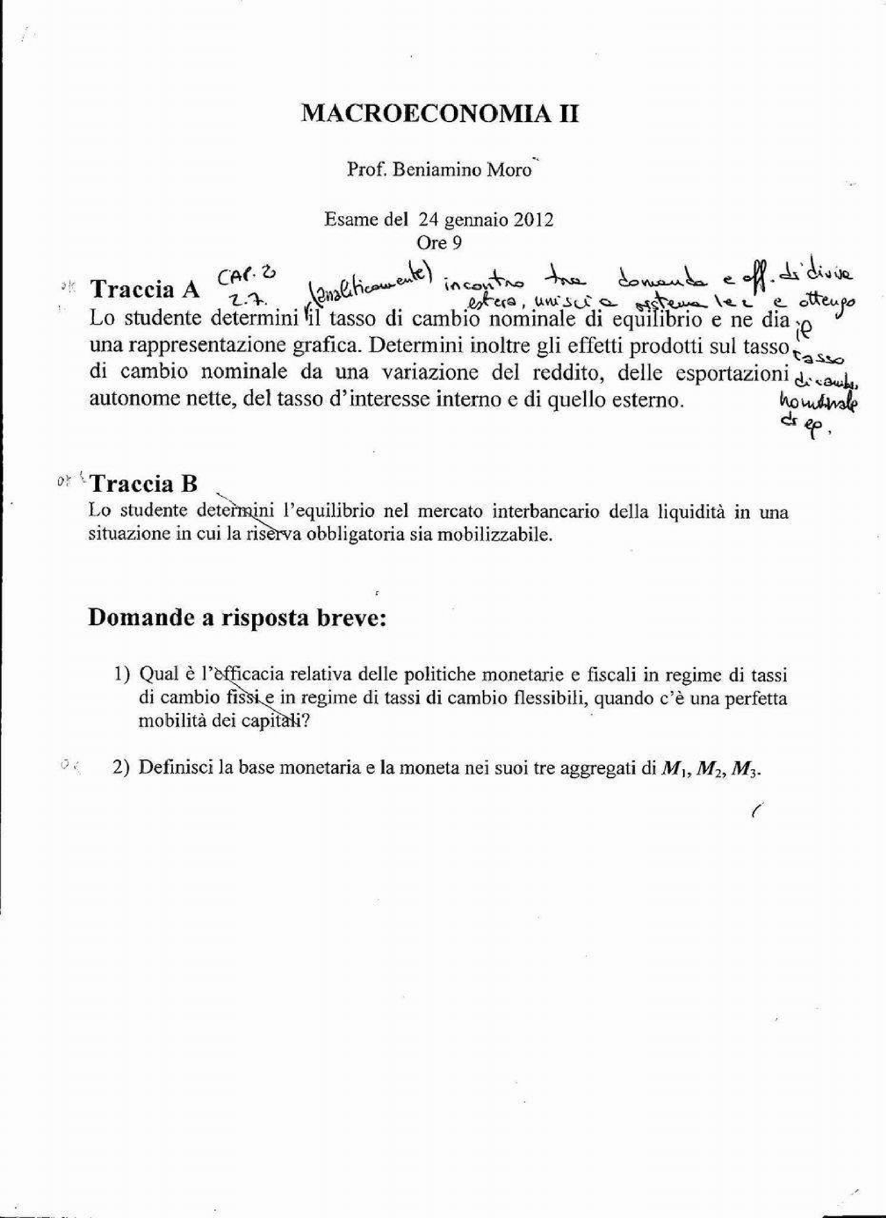 Esame Macroeconomia 2 Docsity