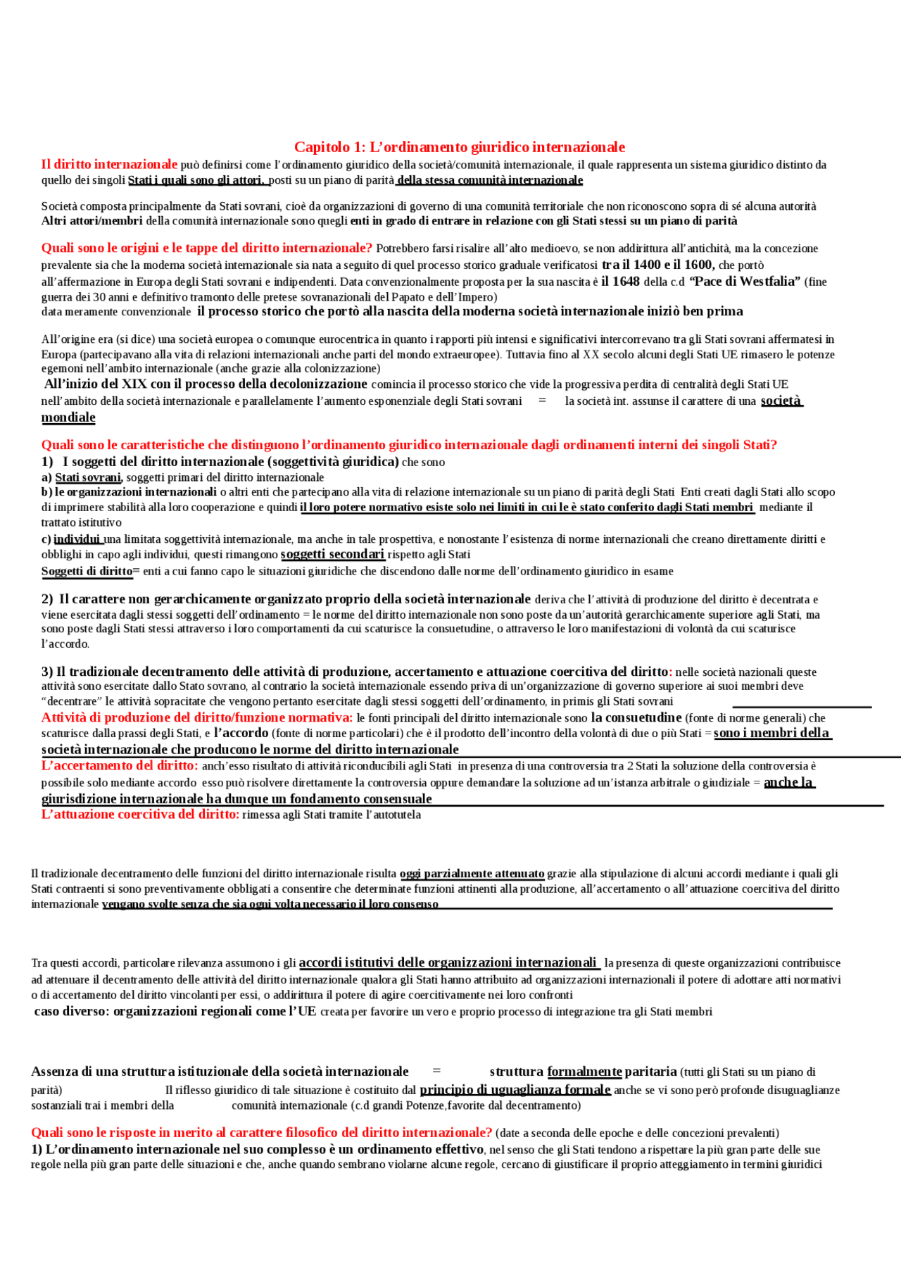 Schemi Di Diritto Internazionale Docsity