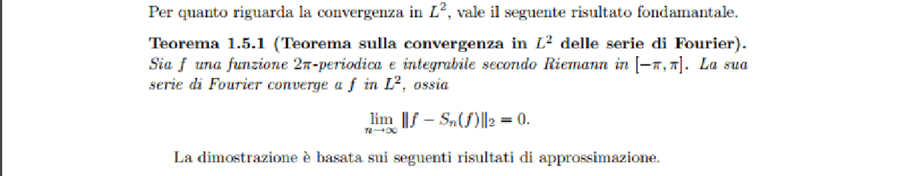 Teorema di convergenza in media quadratica di una serie di fourier ...