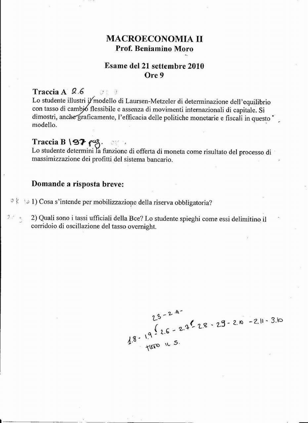 Esame Macroeconomia 2 Docsity