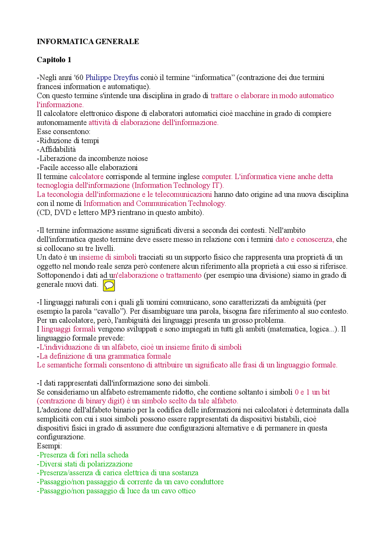 Informatica generale | Prove d'esame di Elementi di Informatica - Docsity