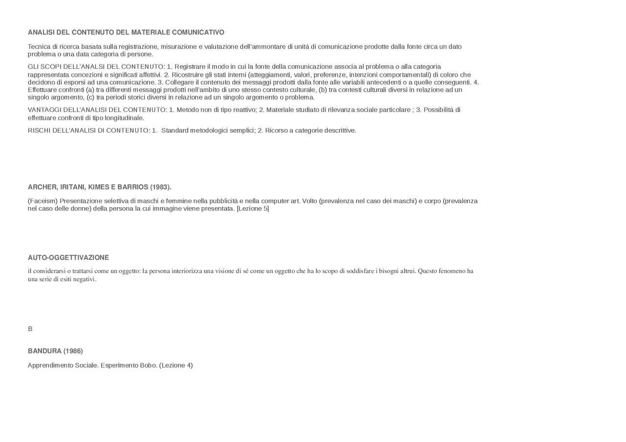 Glossario Esame Comunicazione E Persuasione Docsity