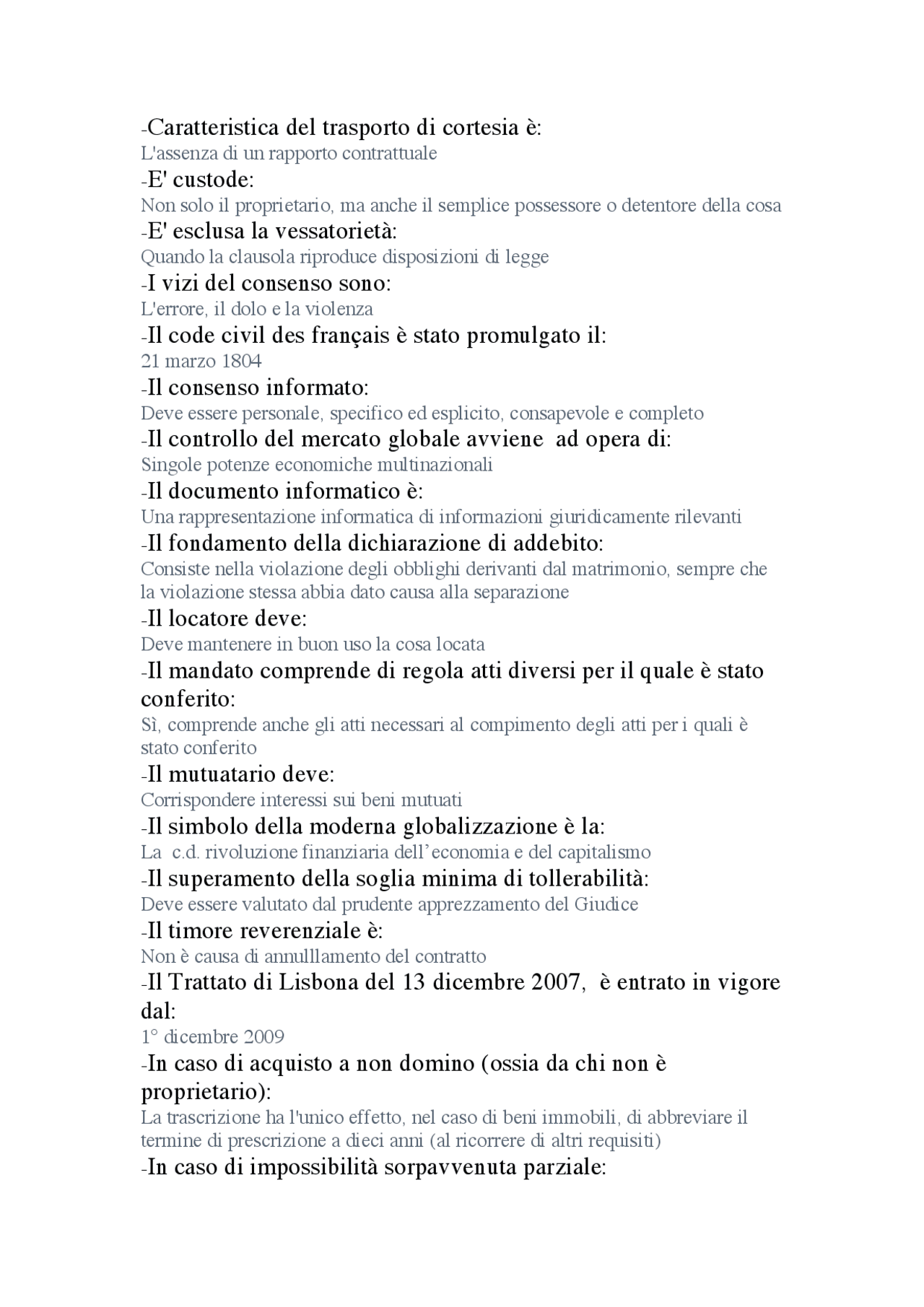 Test Diritto Civile Pegaso Prove Desame Di Diritto Civile Docsity