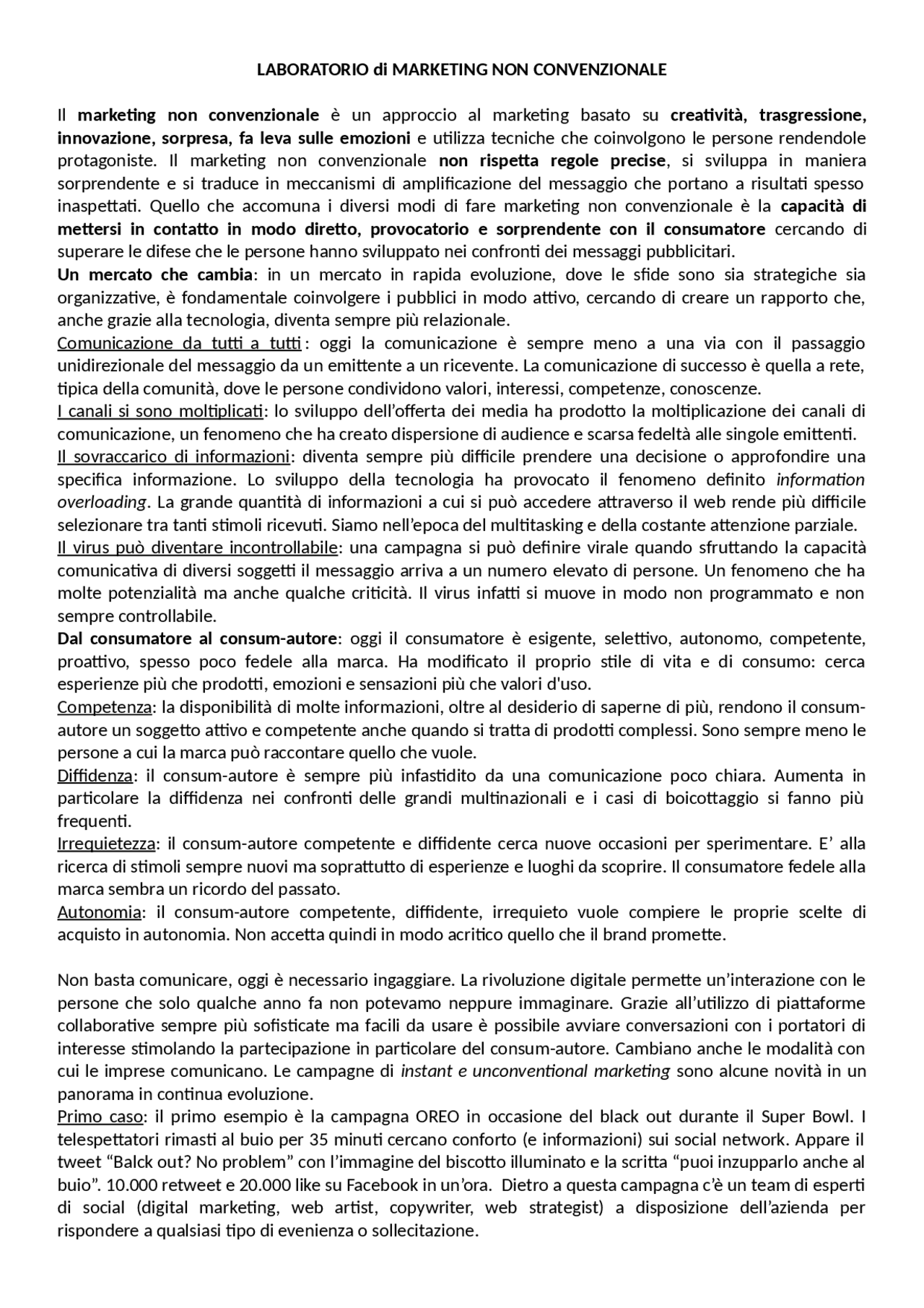 Laboratorio Di Marketing Non Convenzionale Prof Rossella Sobrero