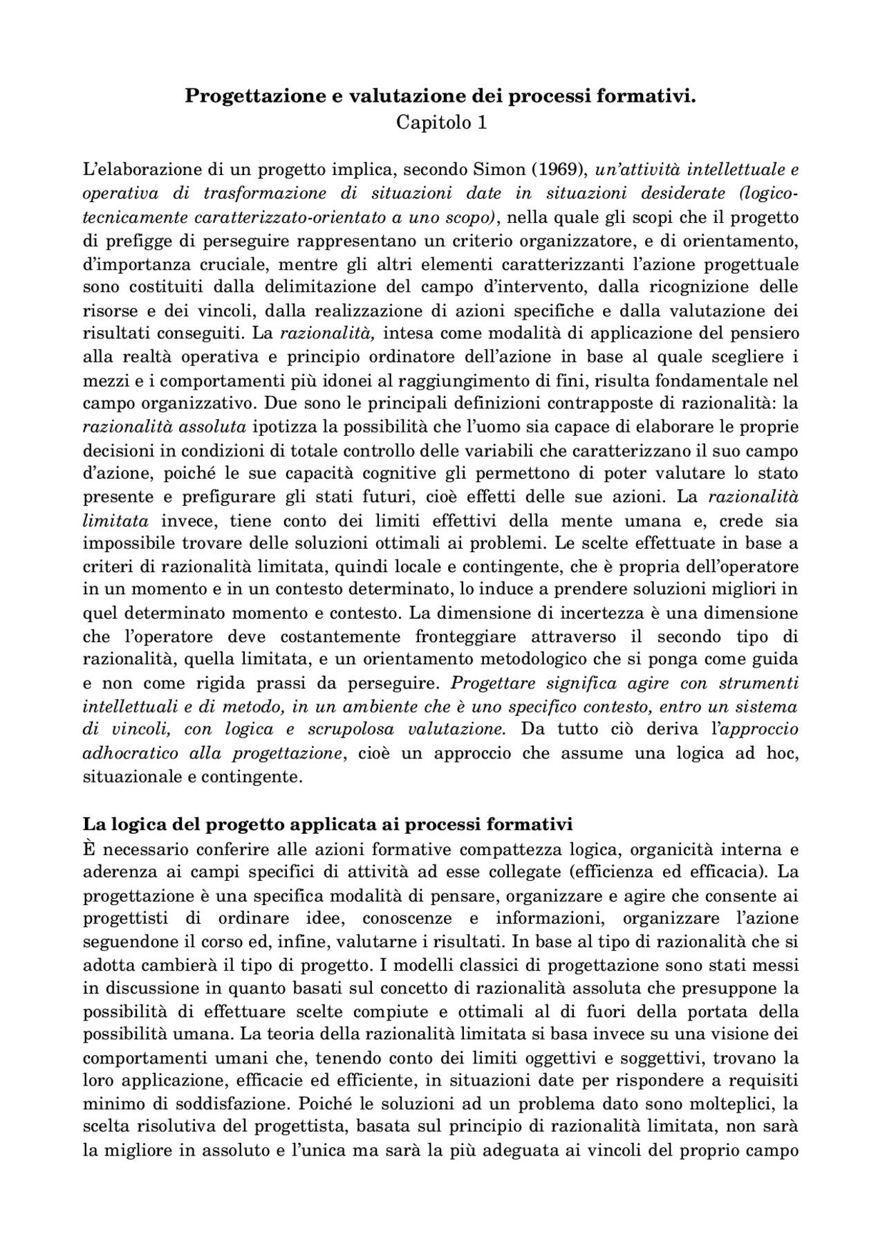 Progettazione E Valutazione Dei Processi Formativi Schemi E Mappe