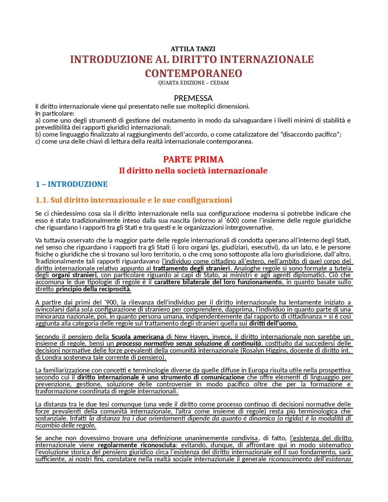 Riassunto Diritto Internazionale Attila Tanzi Docsity