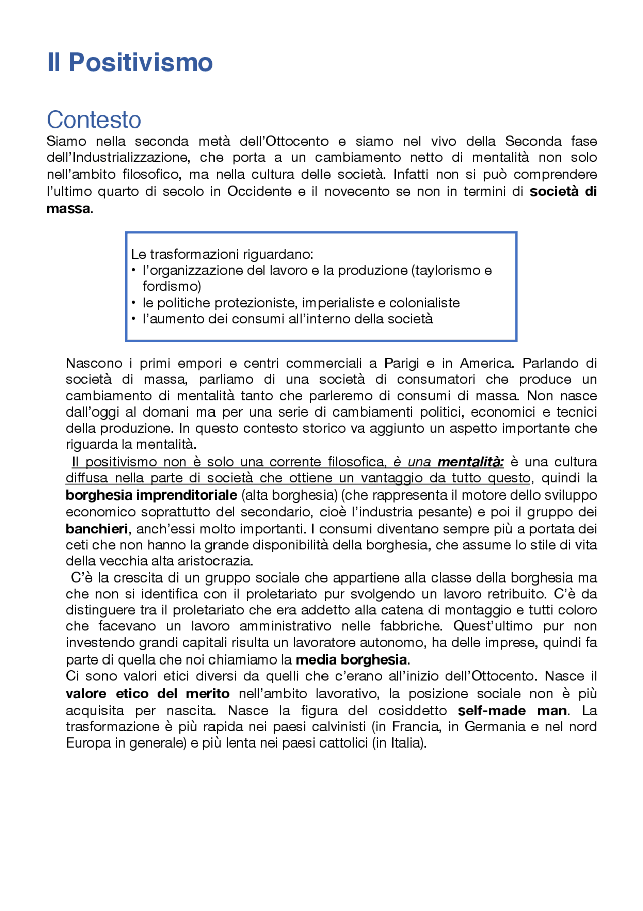 Appunti Di Filosofia Su Positivismo E Auguste Comte Docsity
