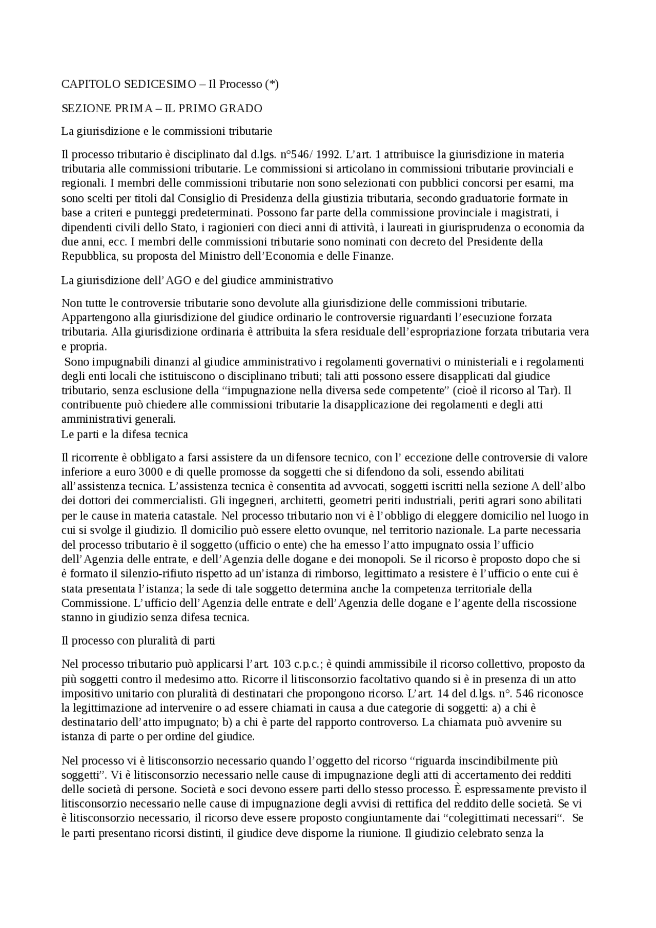 Esame Diritto Tributario Docsity
