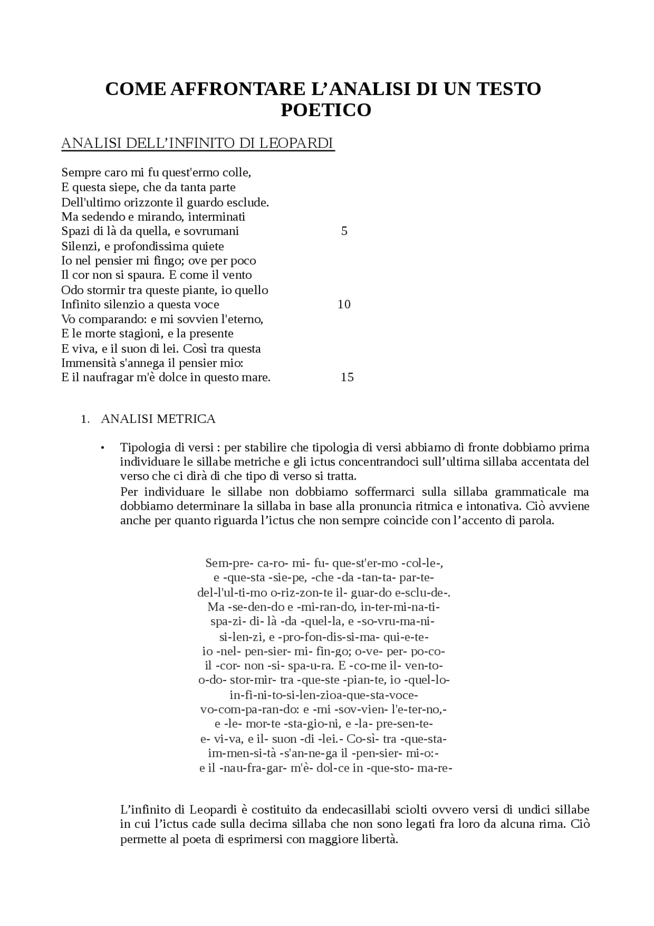 Come Affrontare Unanalisi Di Un Testo Poetico Docsity