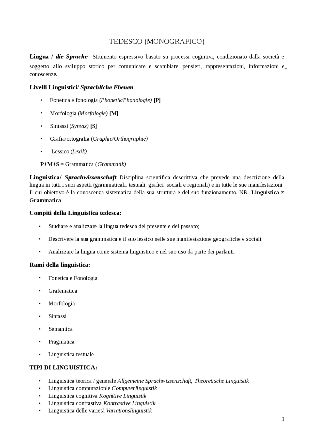 Appunti Di Linguistica Tedesca Docsity
