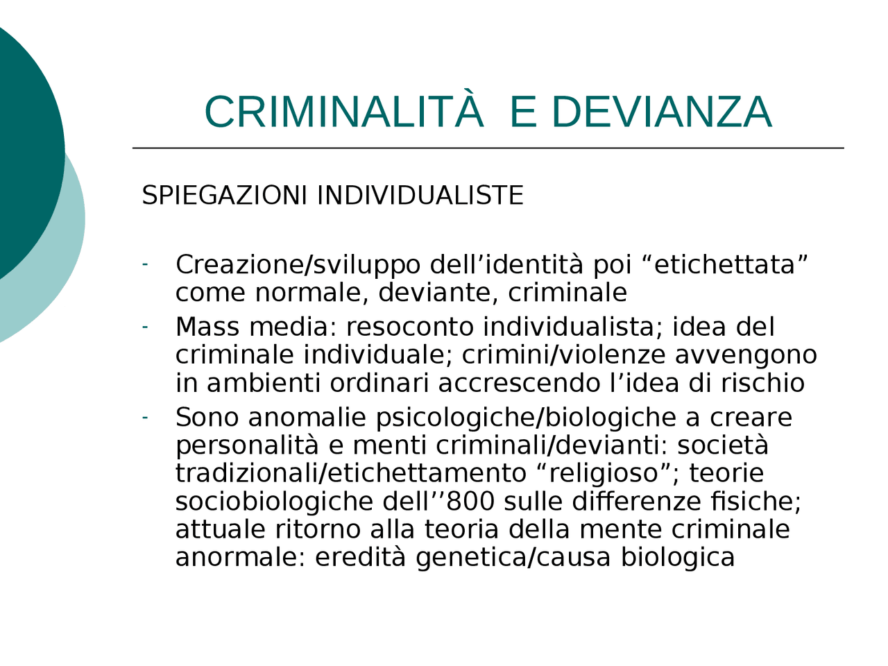 Teorie Della Criminalità Docsity