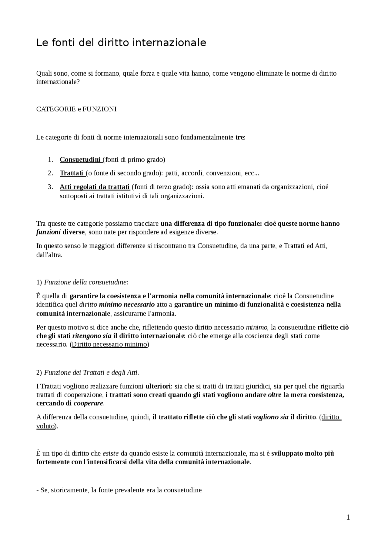 Le Fonti Del Diritto Internazionale Docsity