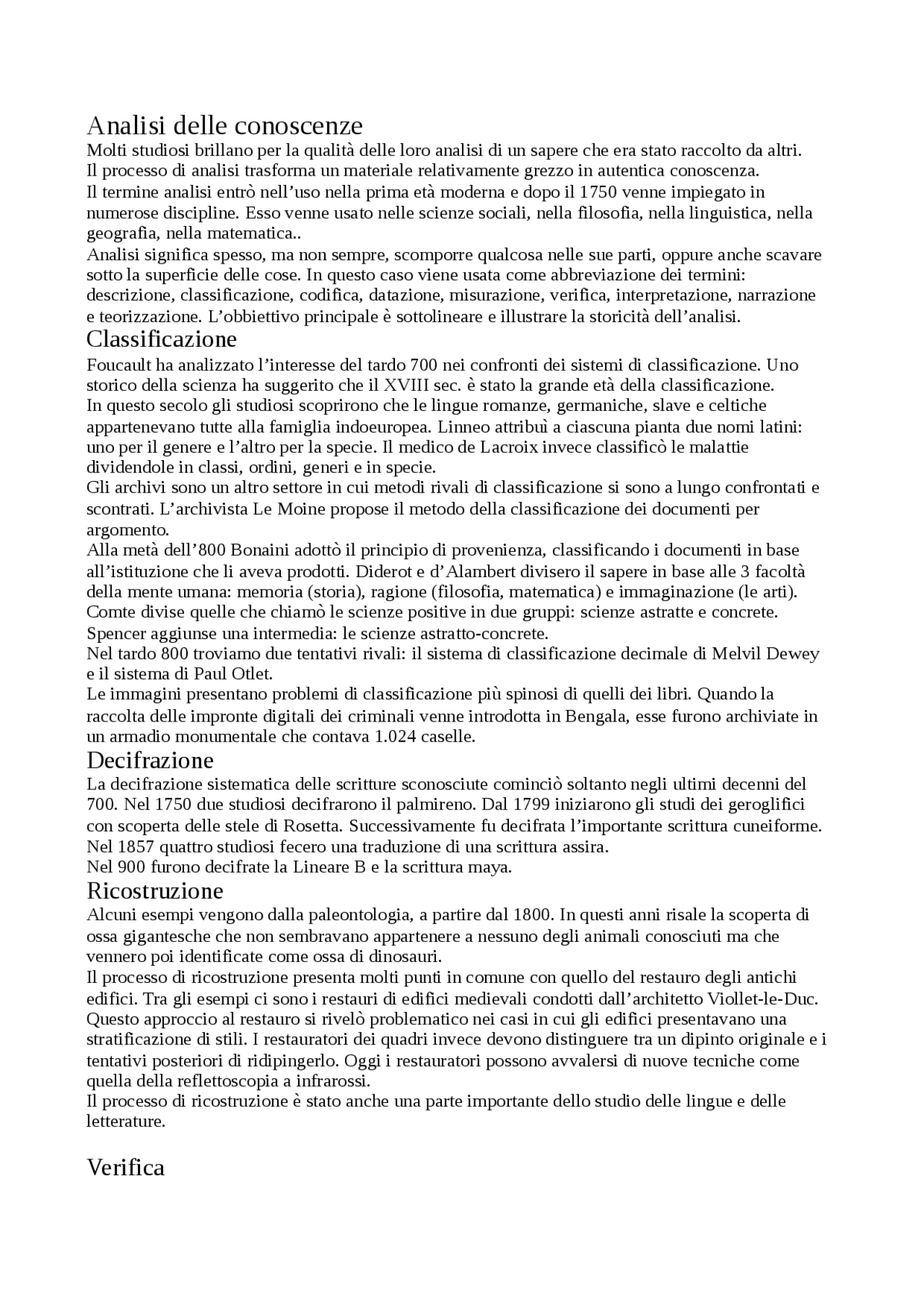 Analisi Delle Conoscenze Docsity