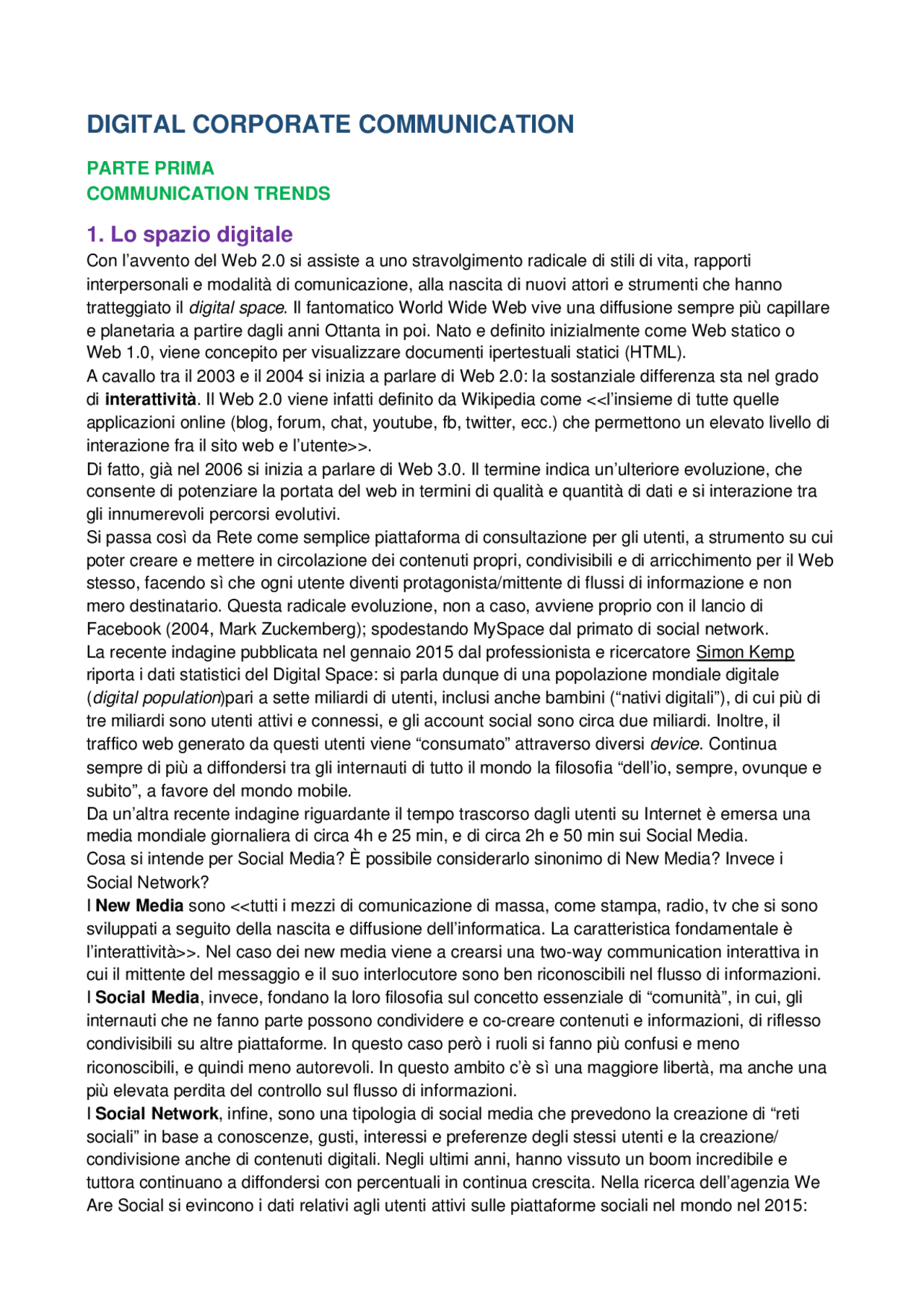 Digital Corporate Communications Docsity