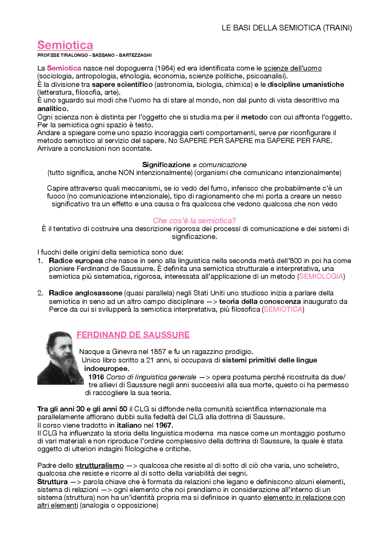 Riassunto Le Basi Della Semiotica Traini Rpci Iulm Docsity