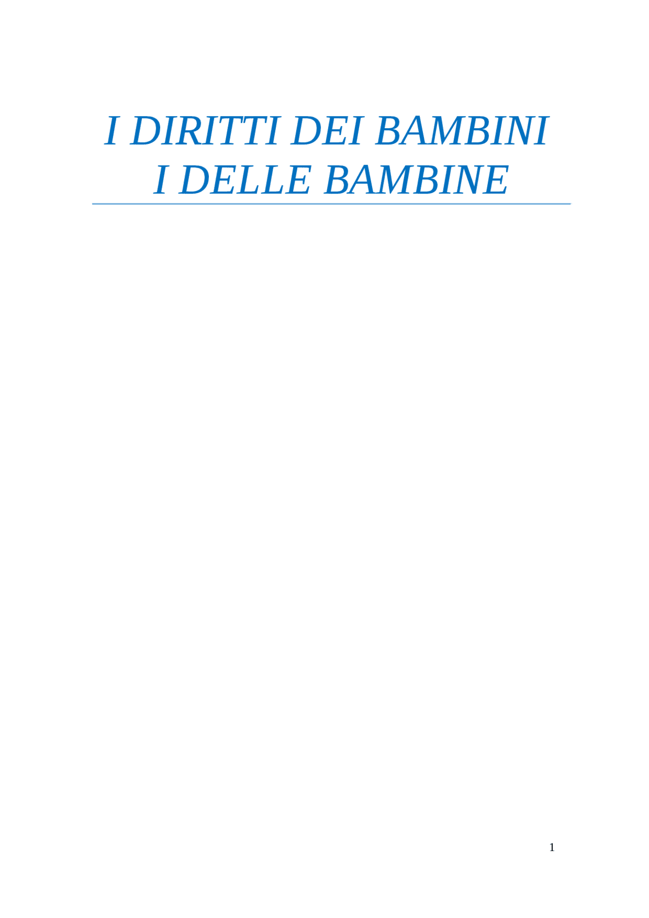 I Diritti Dei Bambini I Delle Bambine Docsity