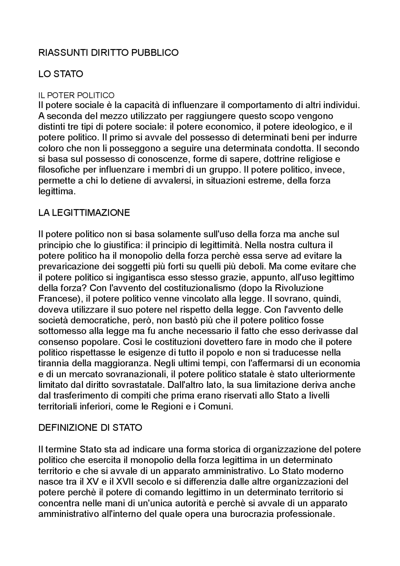Riassunti Diritto Pubblico Docsity