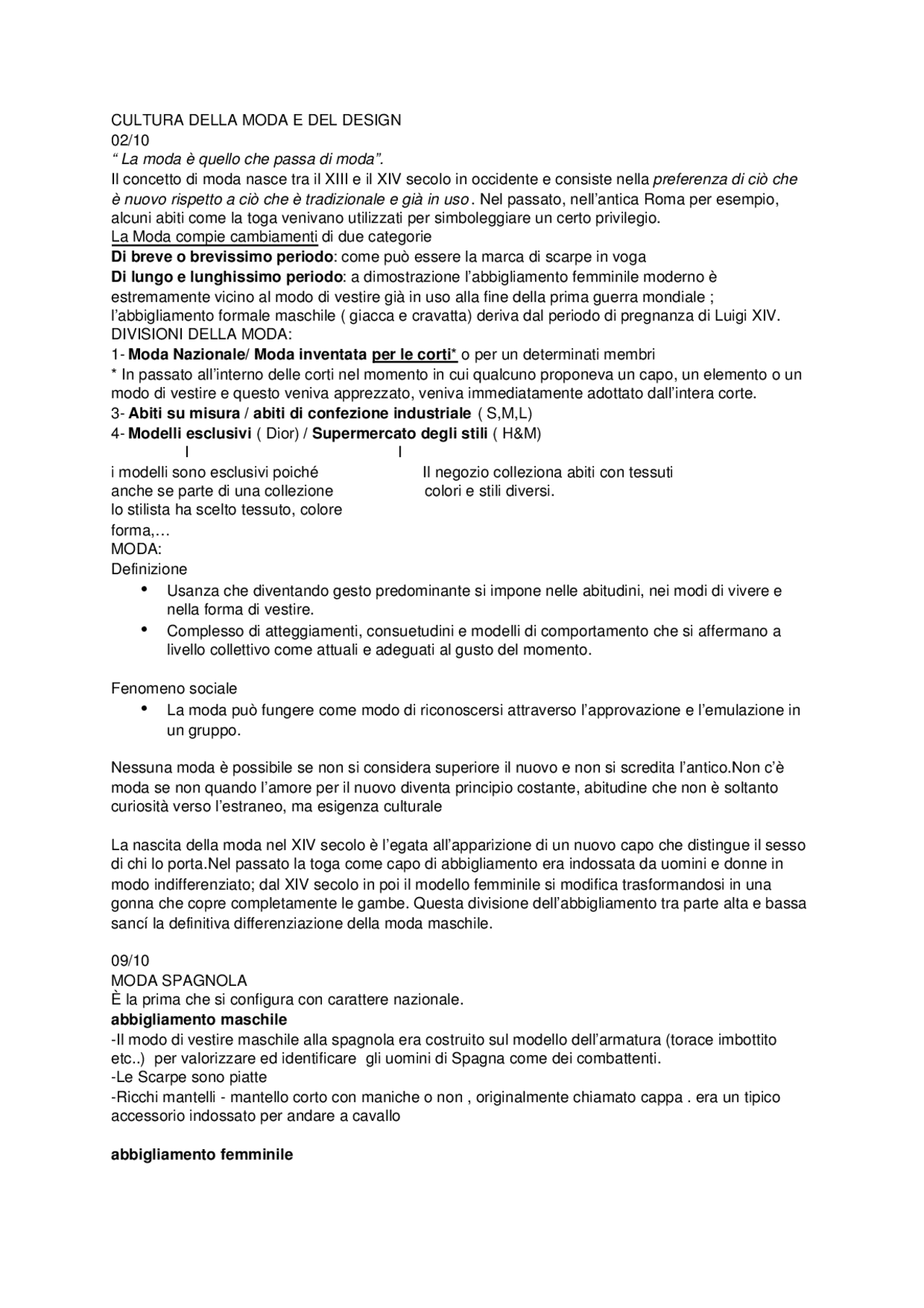 Appunti Storia Della Moda Docsity
