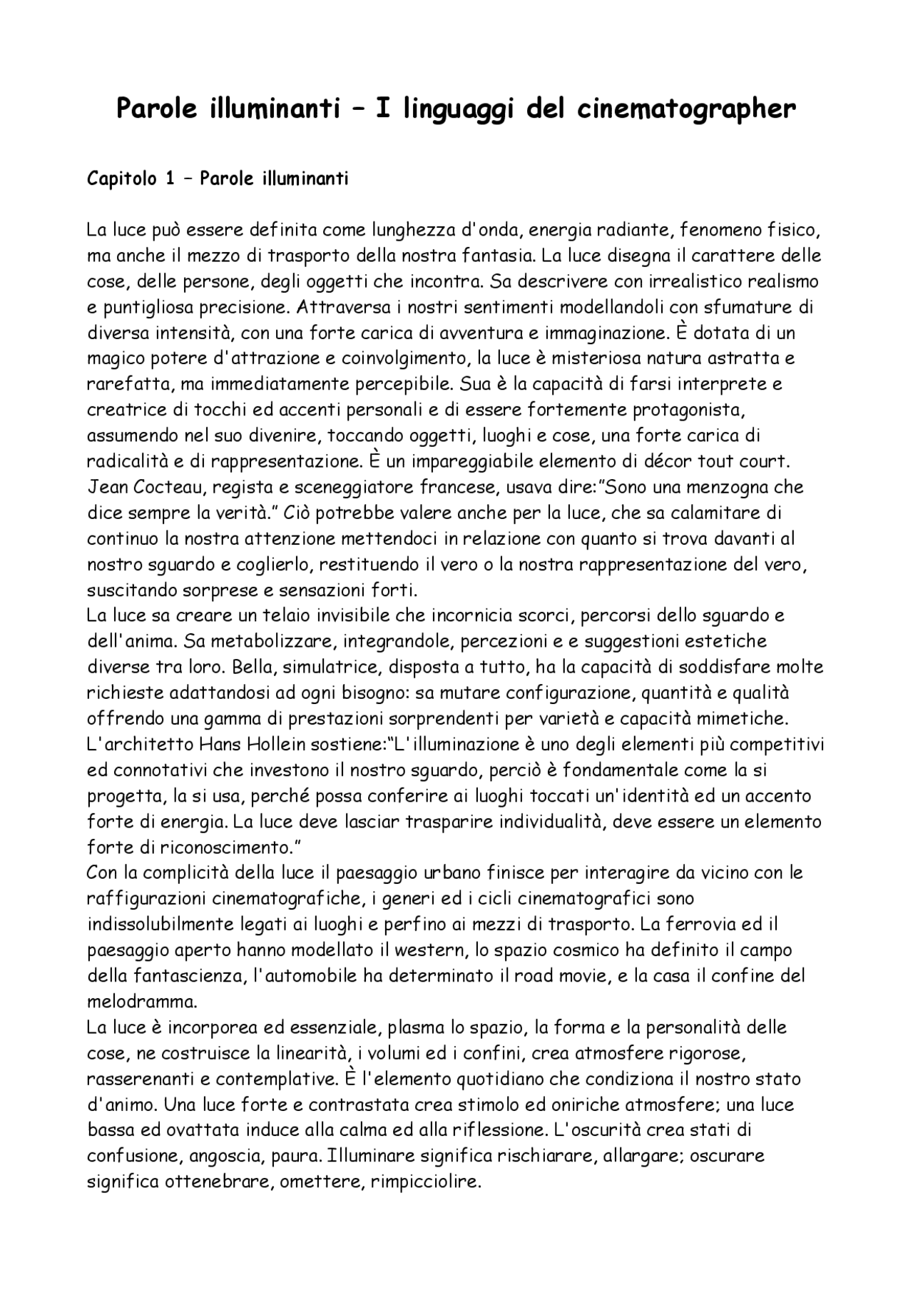 Riassunto Parole Illuminanti Docsity