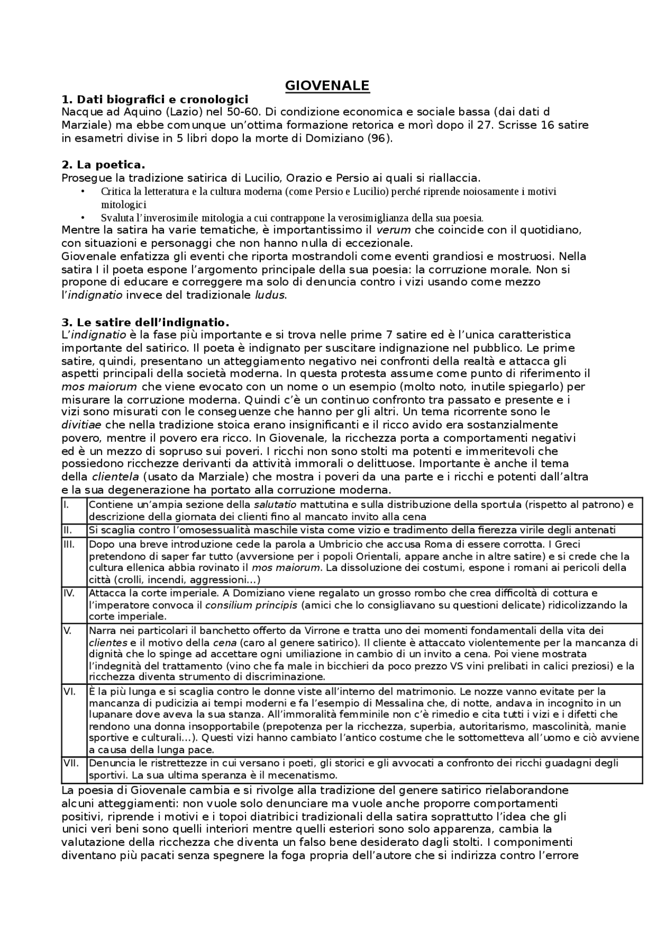 Giovenale Vita E Opere Docsity