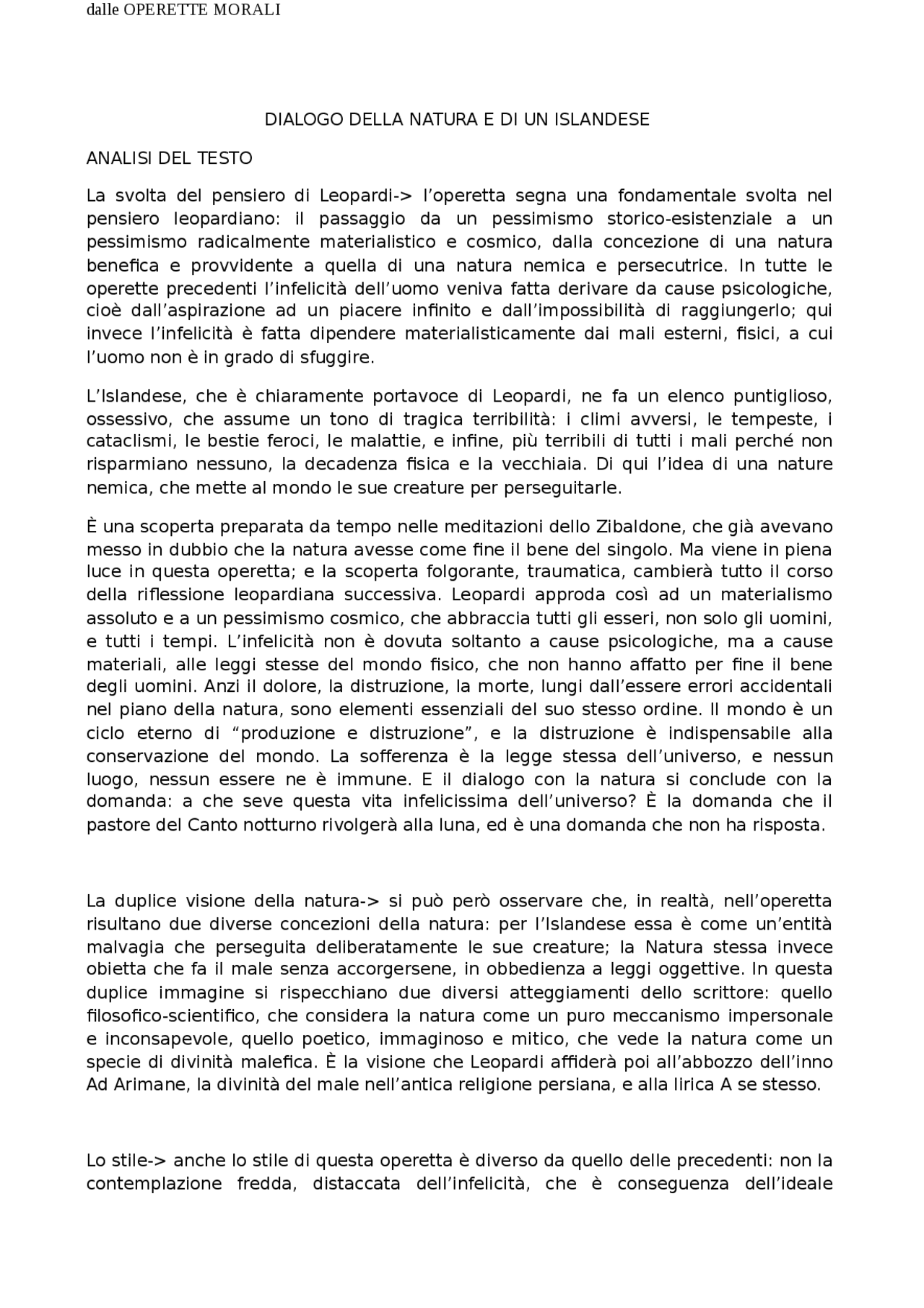 Dialogo Della Natura E Di Un Islandese Docsity