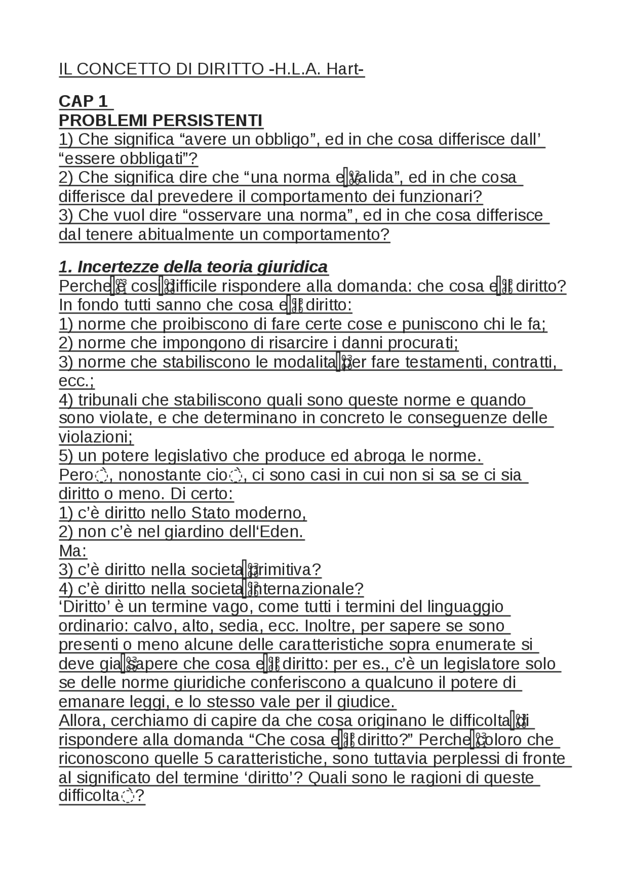 Il Concetto Di Diritto Hla Hart Docsity