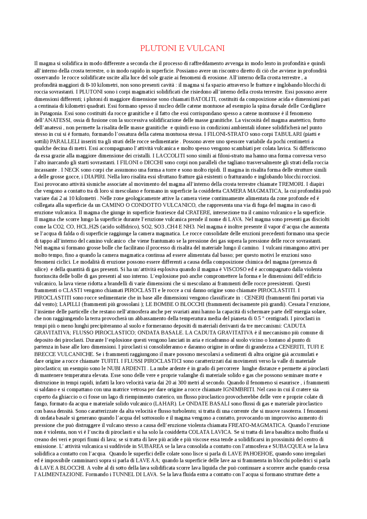 Scienze Della Terra Plutoni E Vulcani Docsity