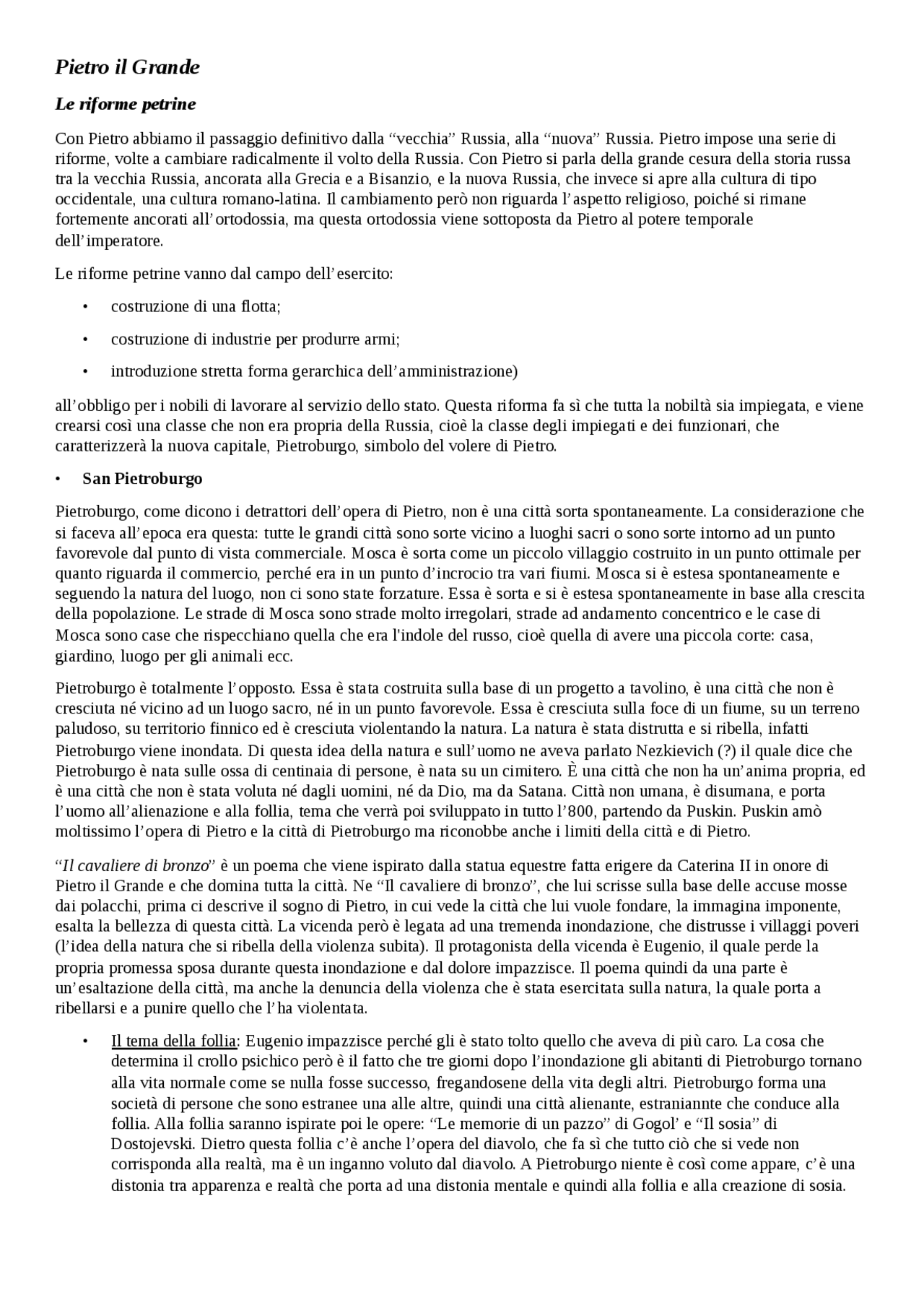 Appunti Letteratura Russa 1 Docsity