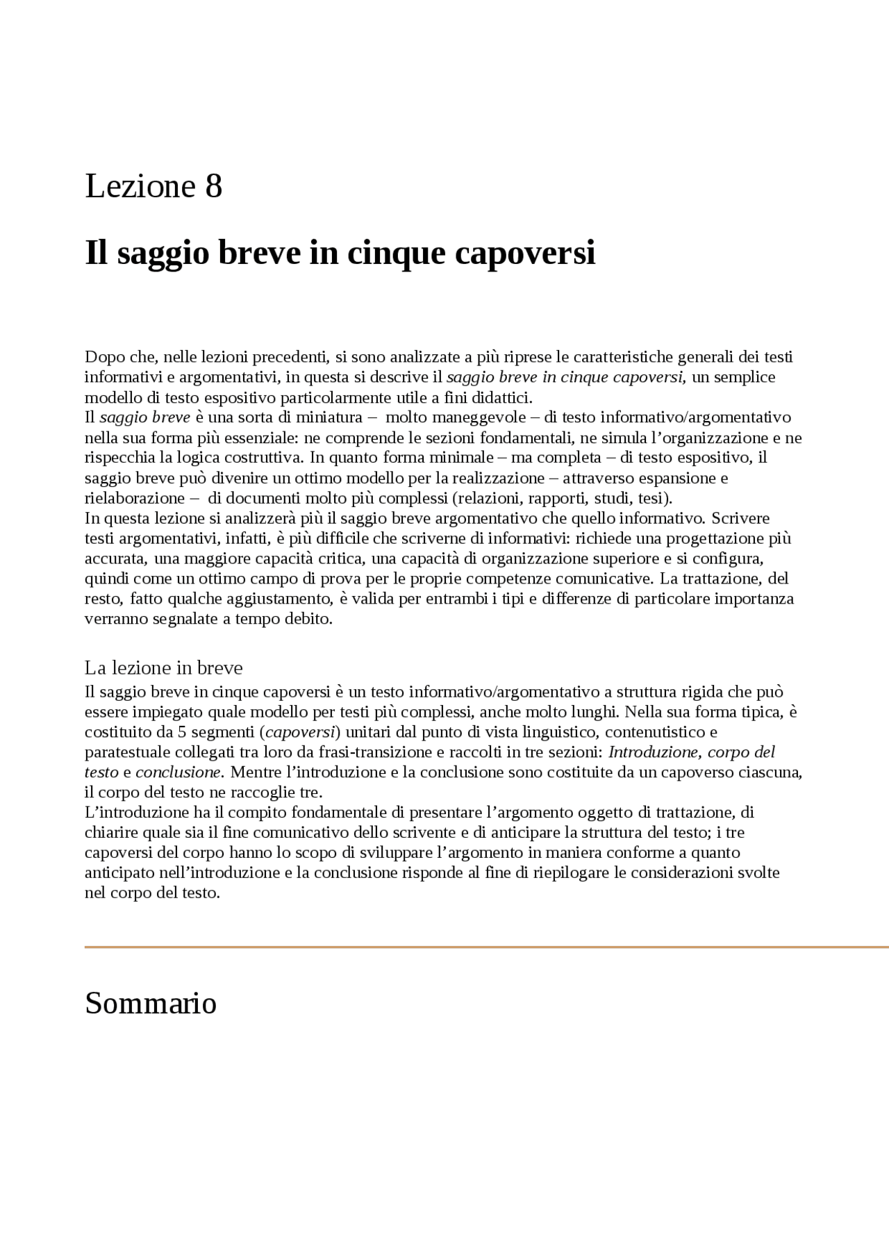 Come Scrivere Un Saggio Breve Docsity