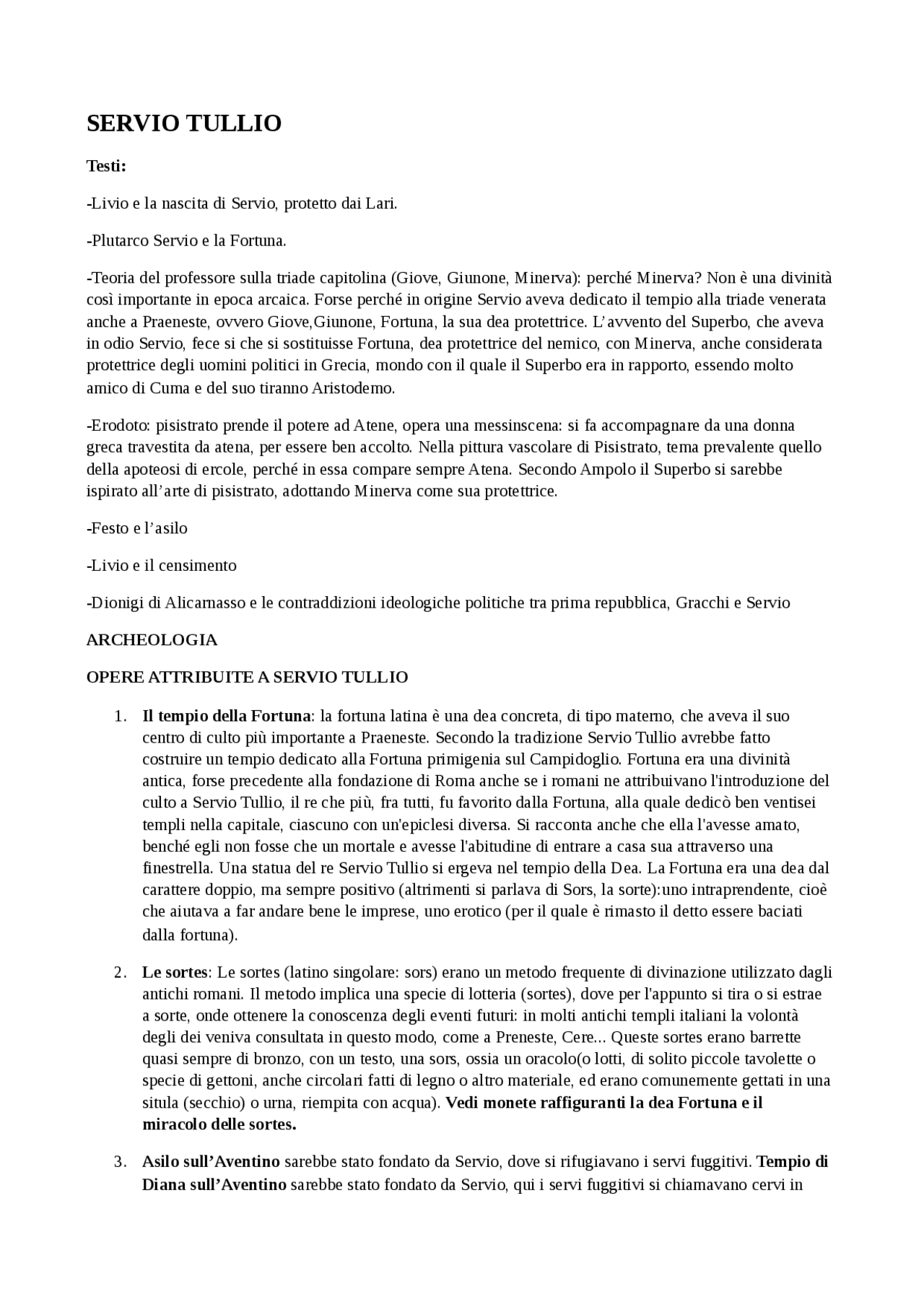 Servio tullio in storia romana - Docsity