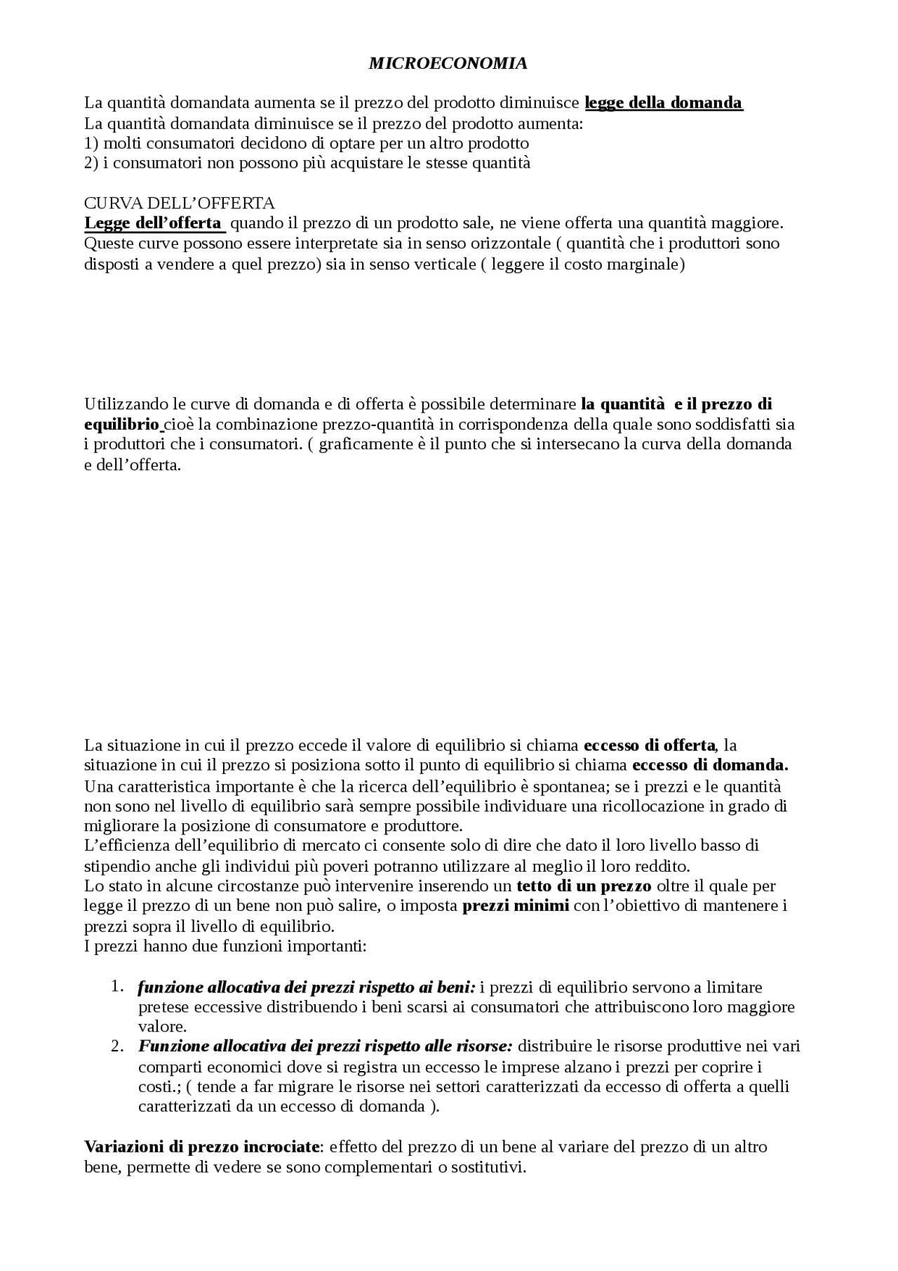 Microeconomia Esame Per Il Corso Triennale Docsity
