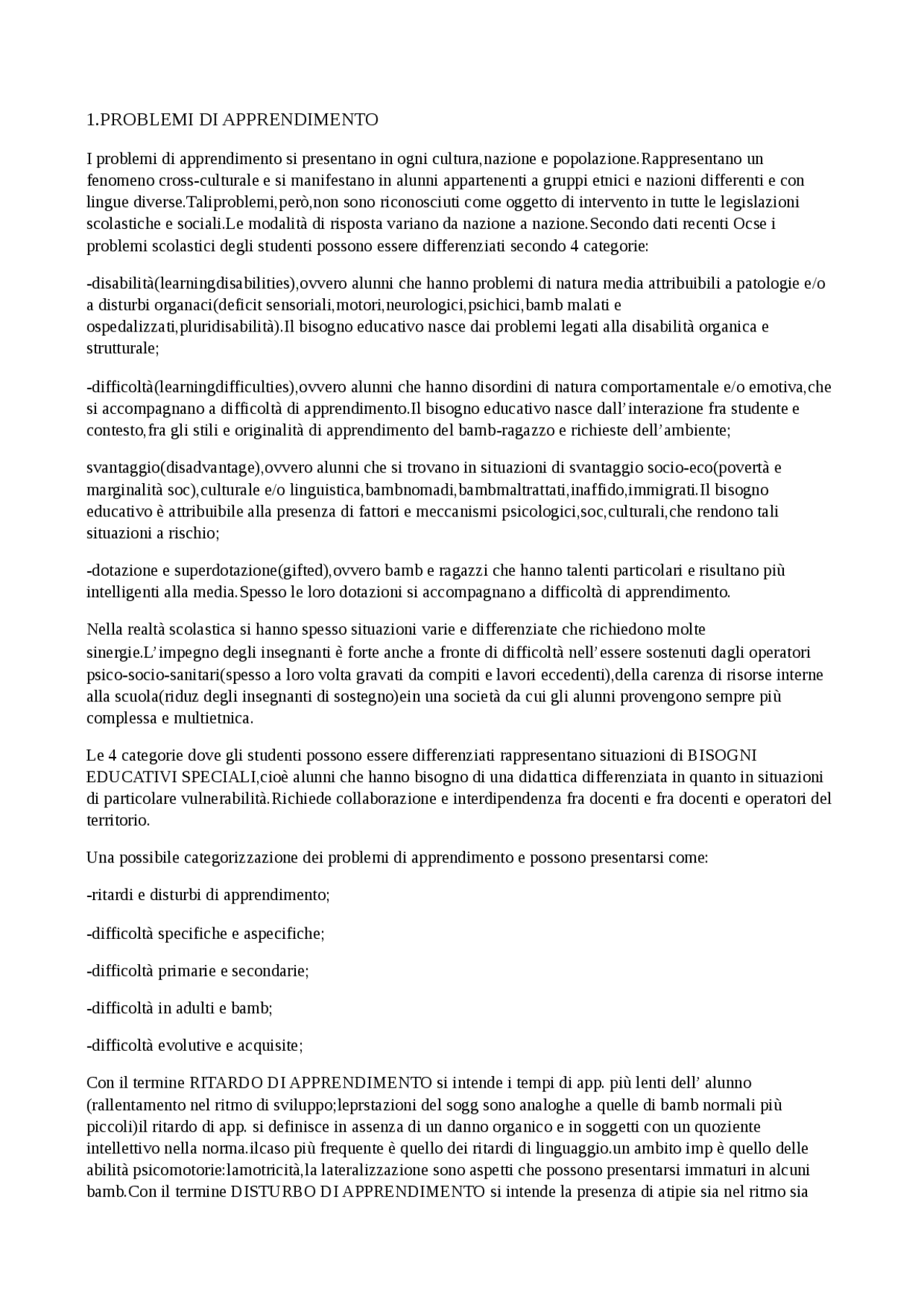 Problemi Di Apprendimento A Scuola Docsity