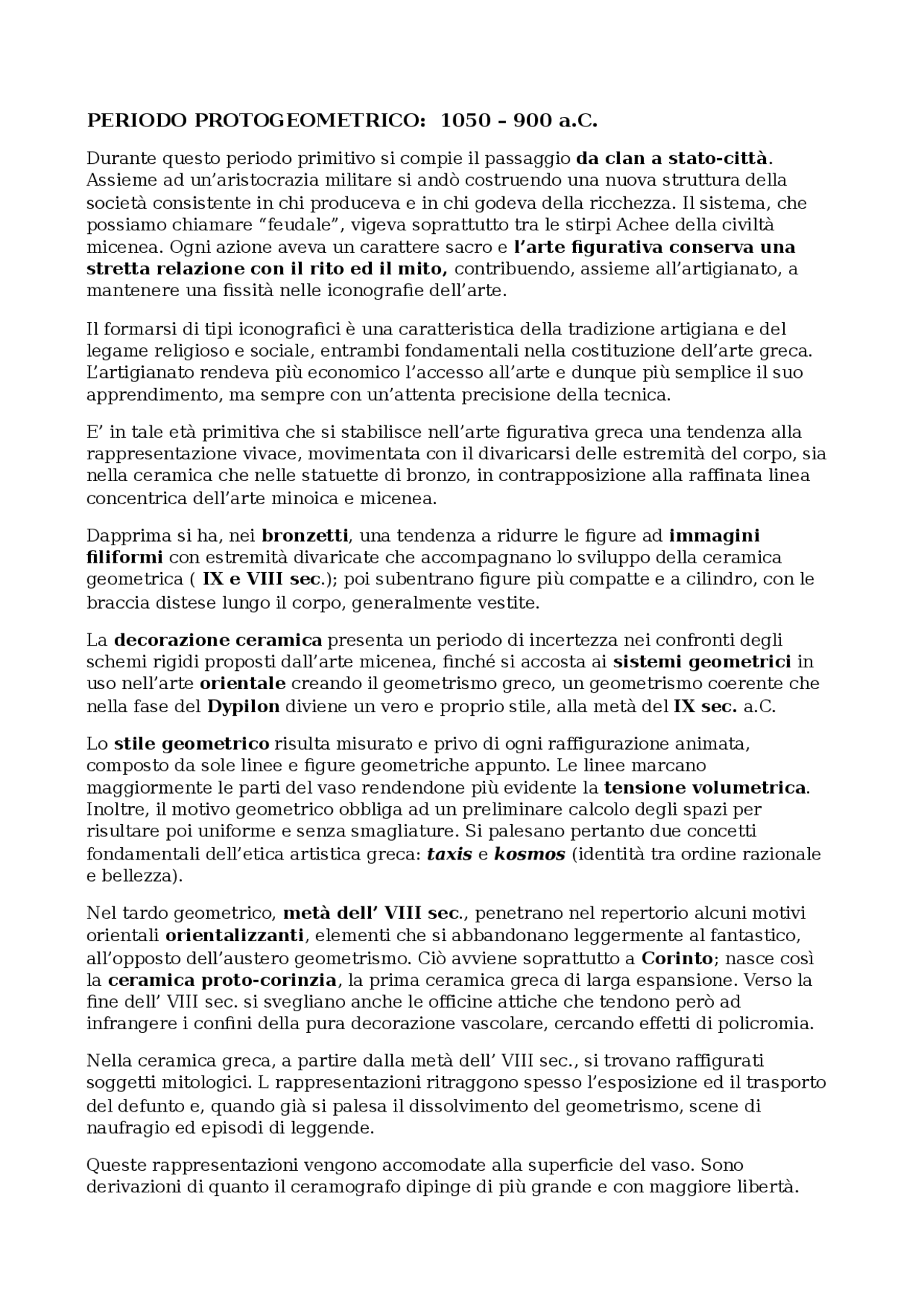 Arte Greca Preclassica Papini Docsity