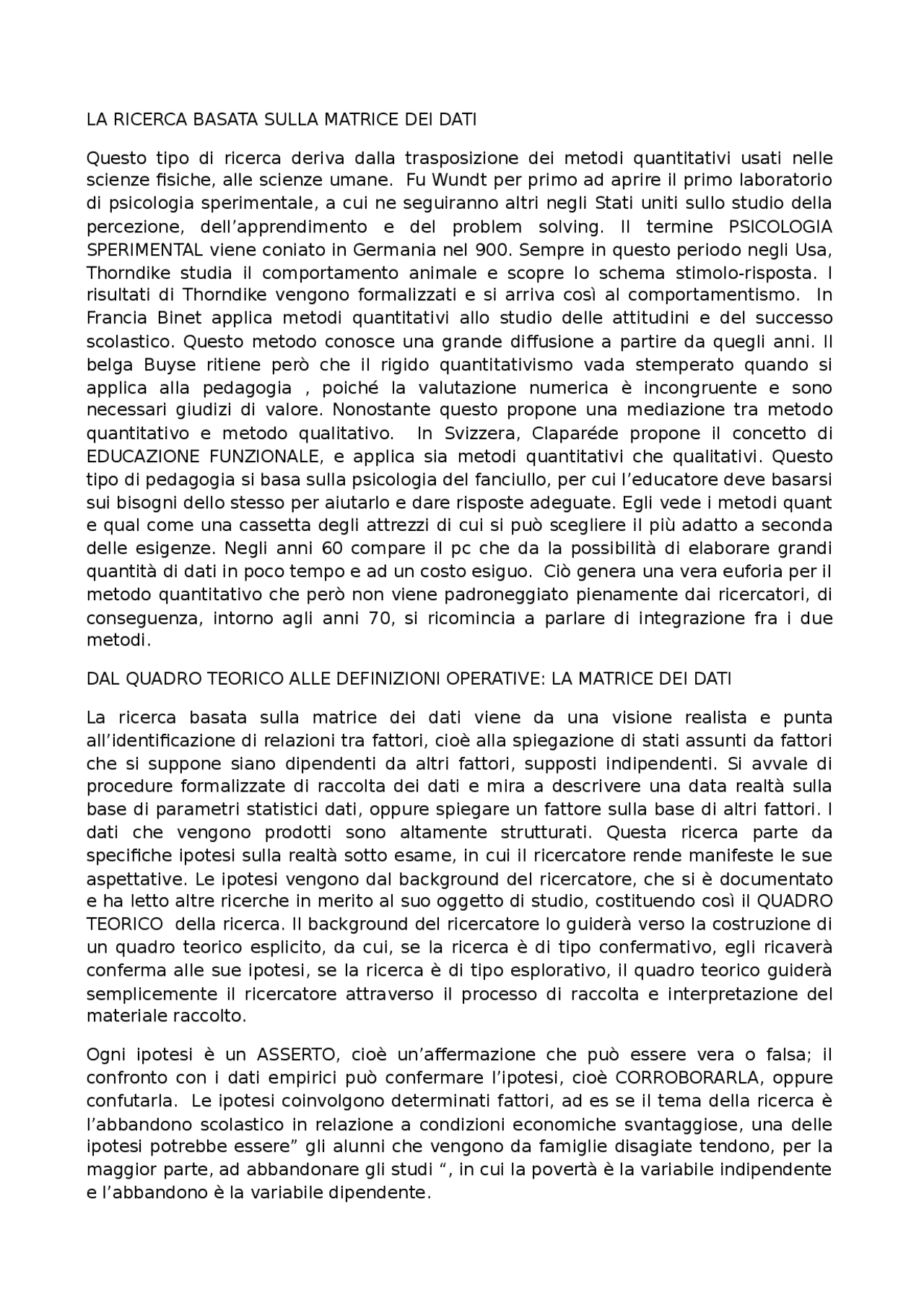 La Matrice Dei Dati Docsity