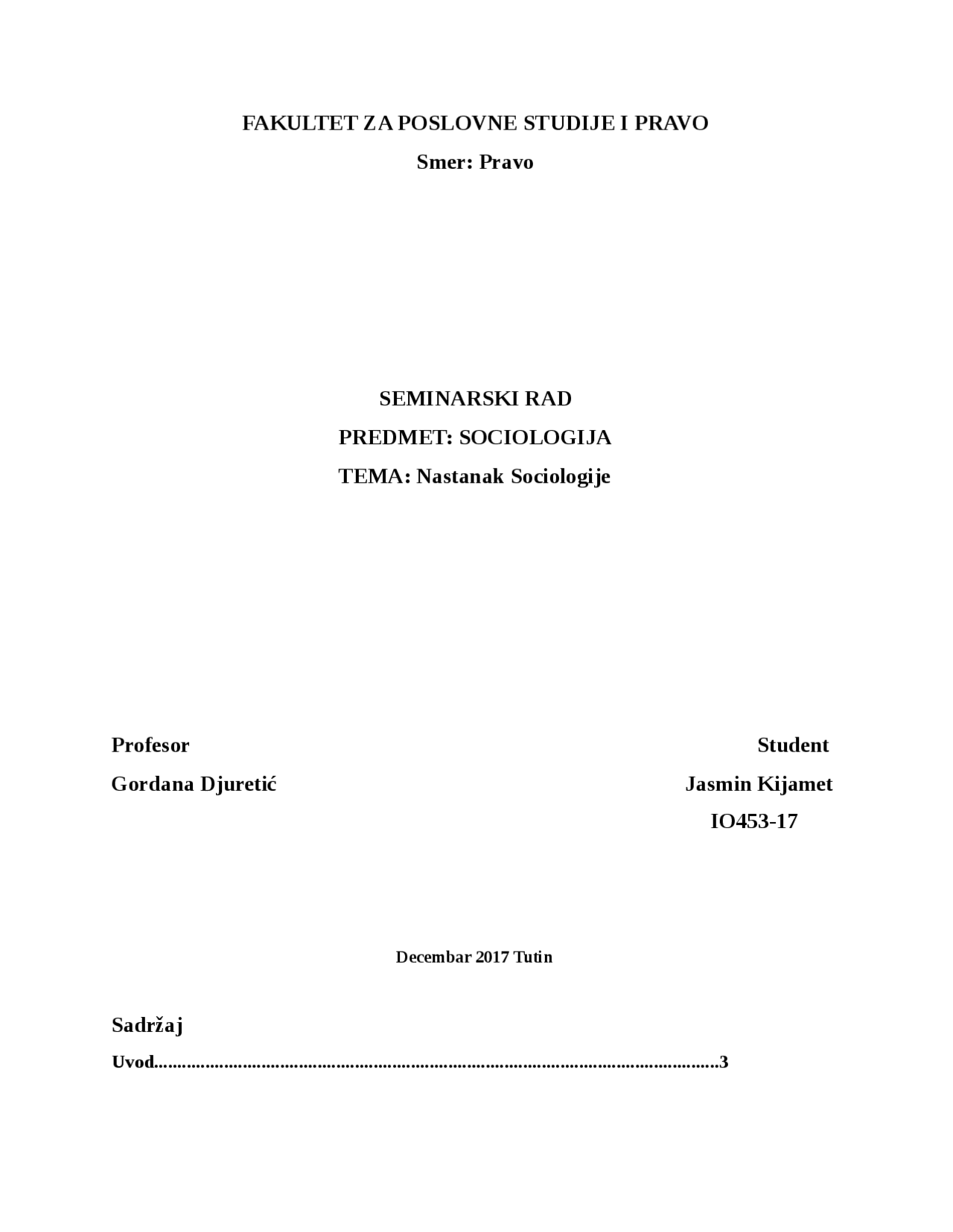 Nastanak sociologije | Beleške' predlog Opšta sociologija - Docsity