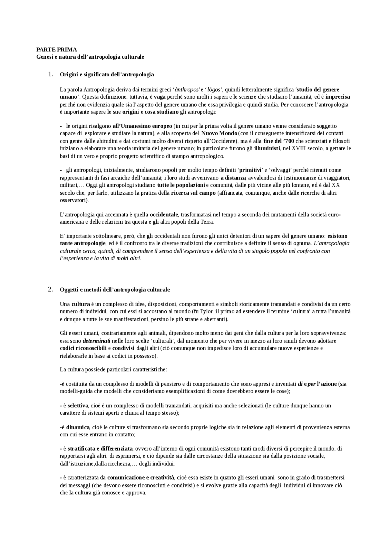Riassunto Antropologia Docsity
