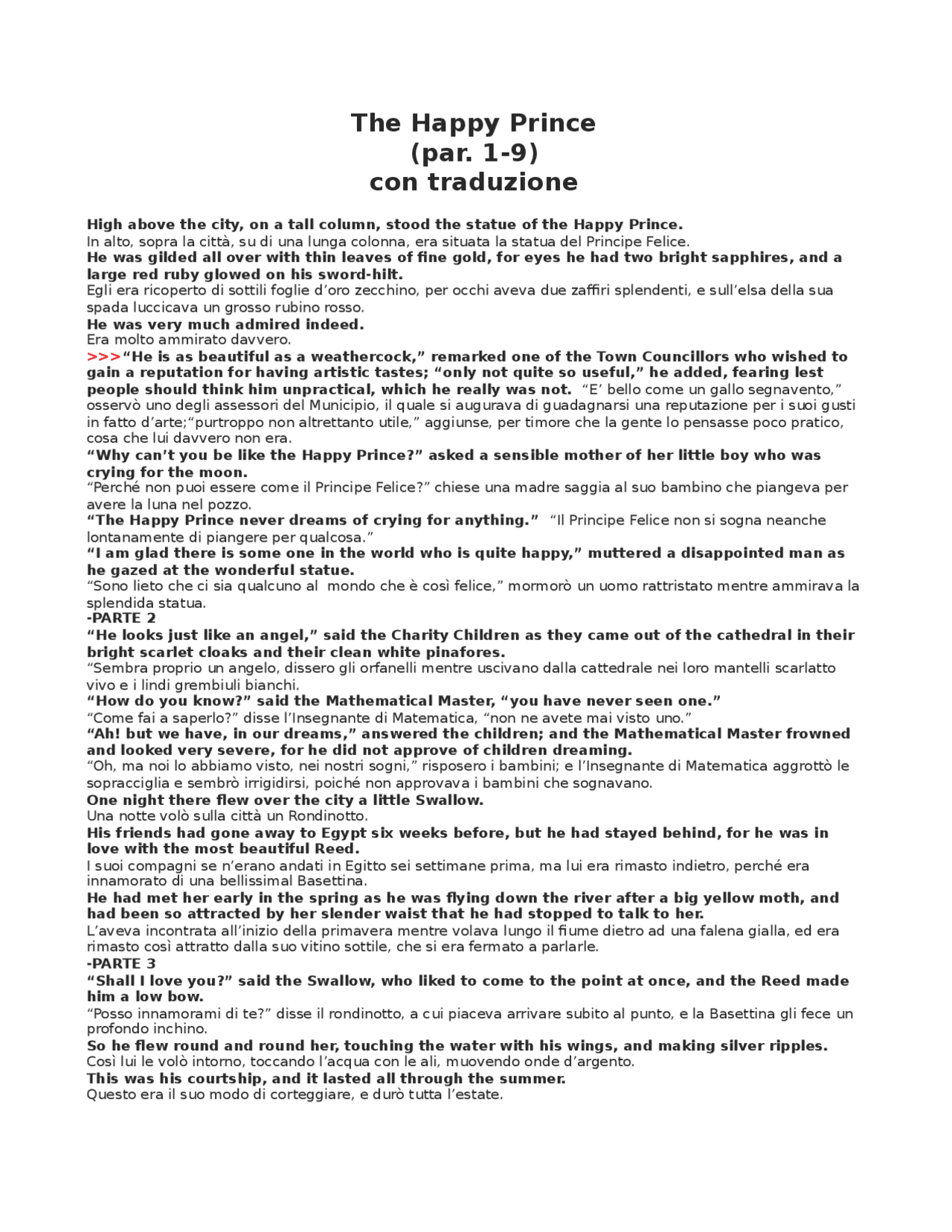 The Happy Prince Oscar wilde | Appunti di Inglese | Docsity