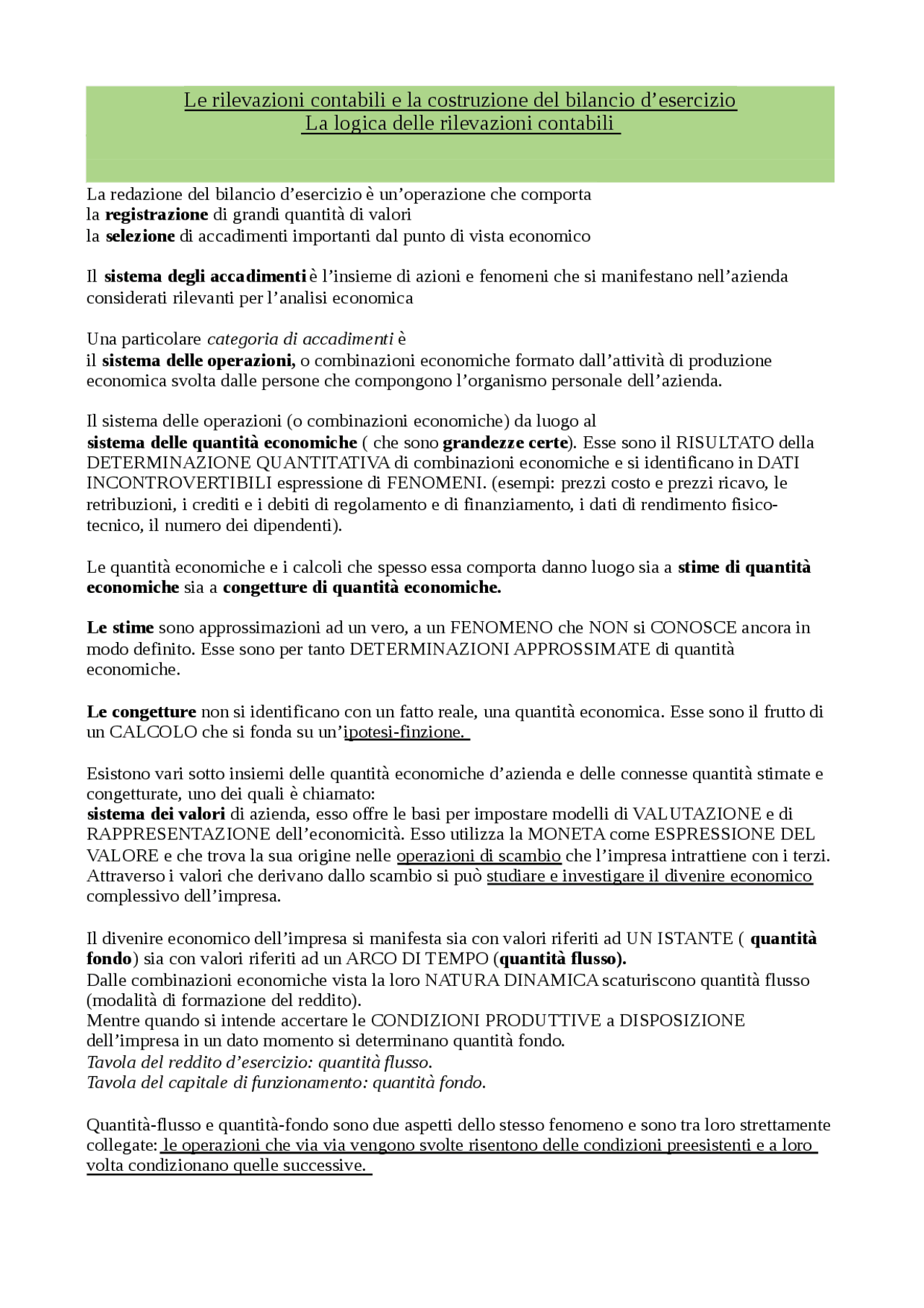 Costruzione Del Bilancio Docsity