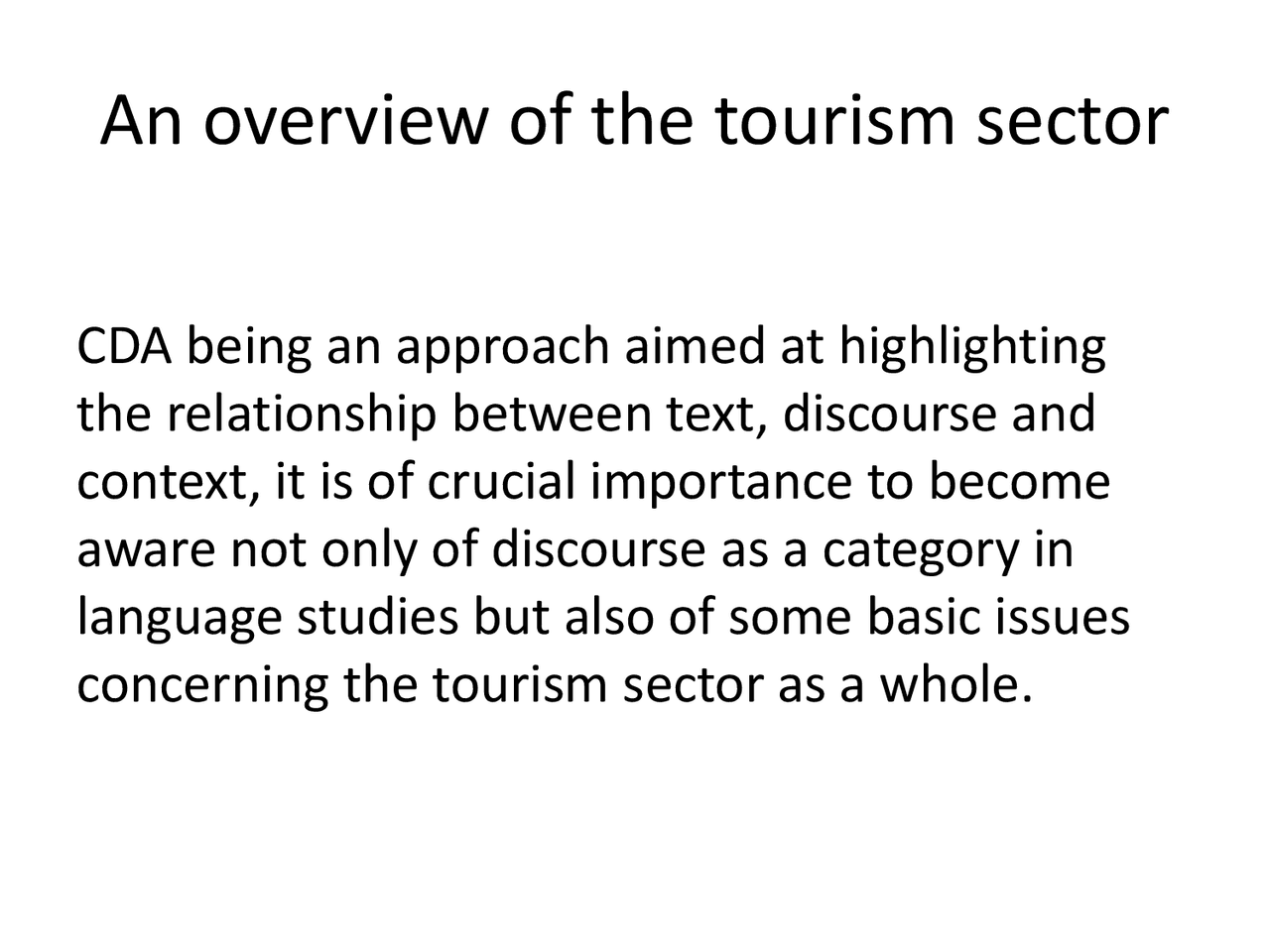 Discourse Sustainable Tourism Docsity