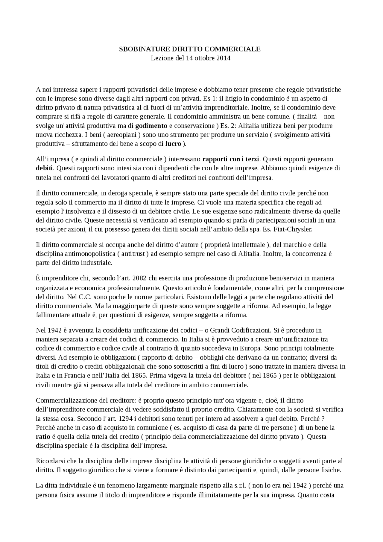 Appunti Diritto Commerciale Campobasso Docsity