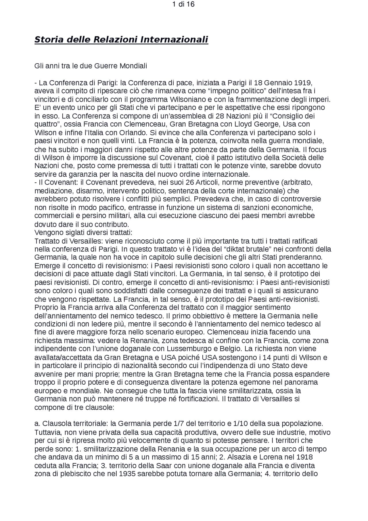 Storia Delle Relazioni Internazionali Docsity