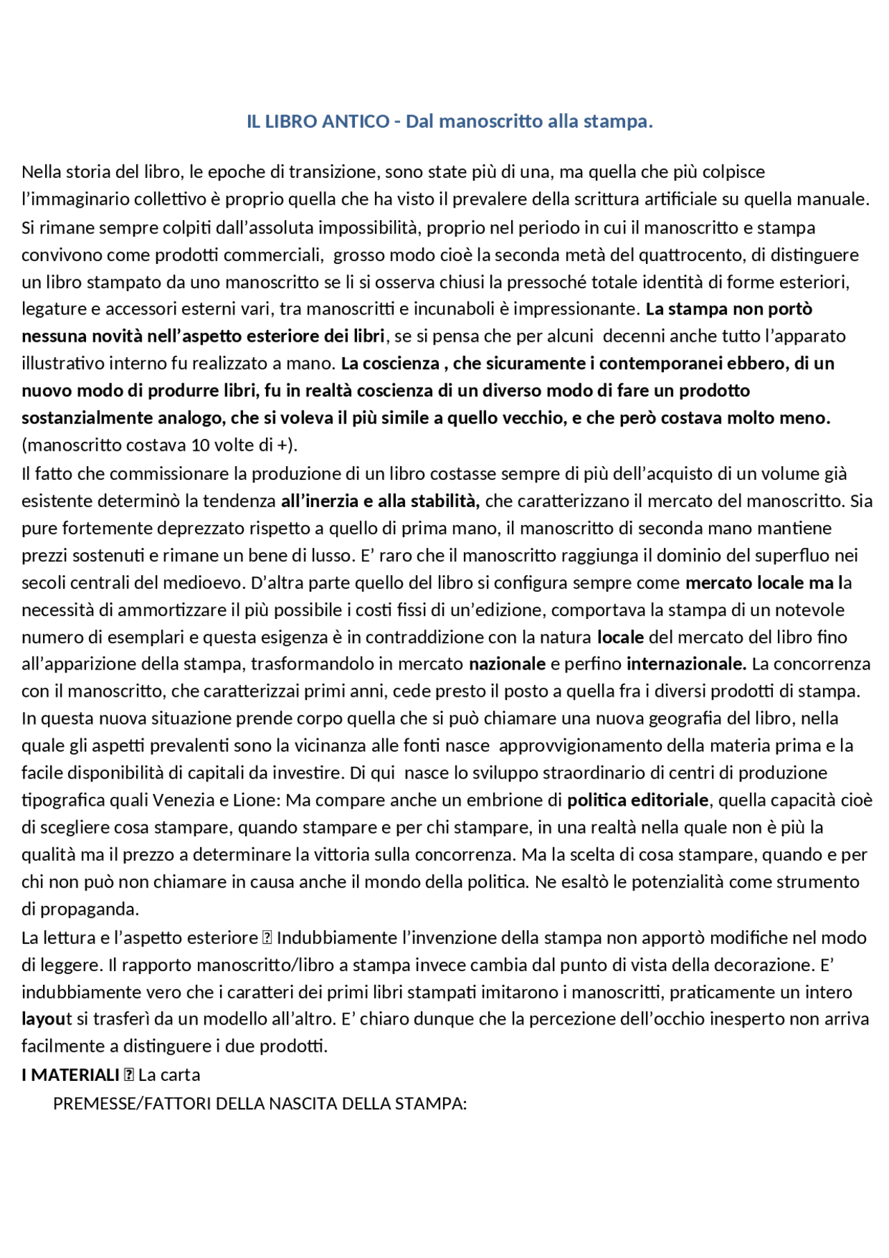 Il Libro Antico Per Esame Di Biblioteconomia Docsity