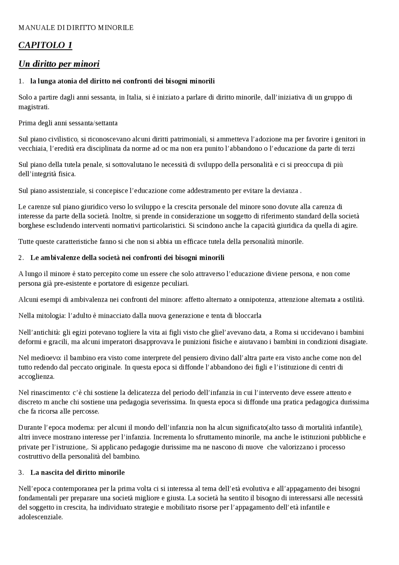 Manuale Di Diritto Minorile Moro Docsity