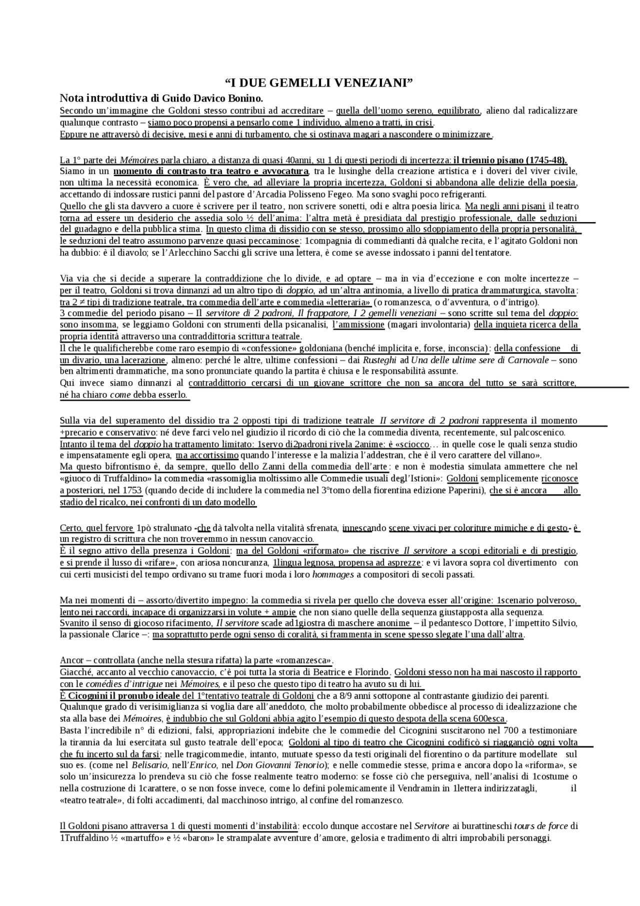 I 2 gemelli veneziani - Docsity