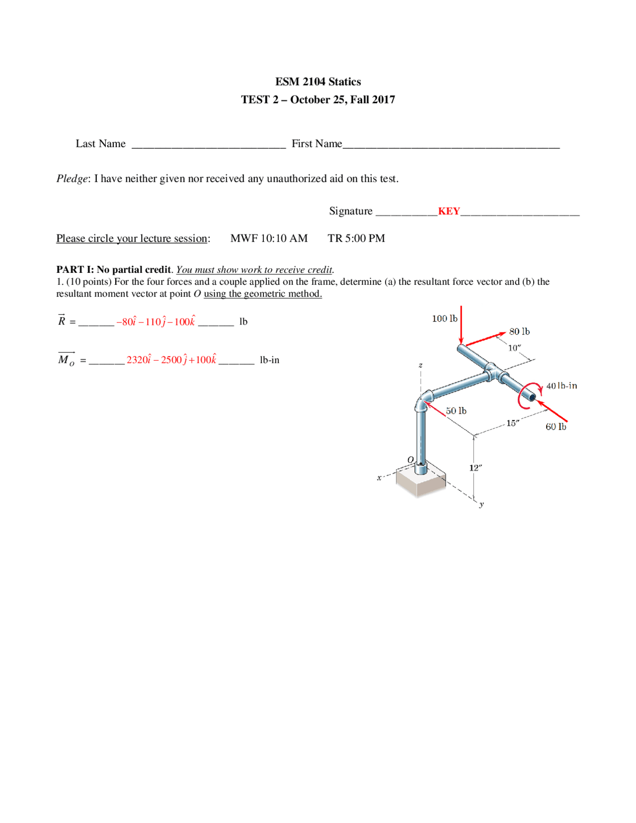 Exam 2 With Solution Key Statistics Esm 2104 Docsity