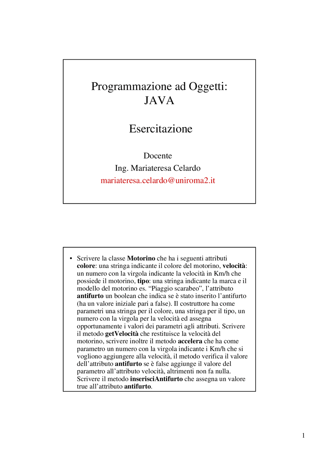 Programmazione Ad Oggettijava Docsity