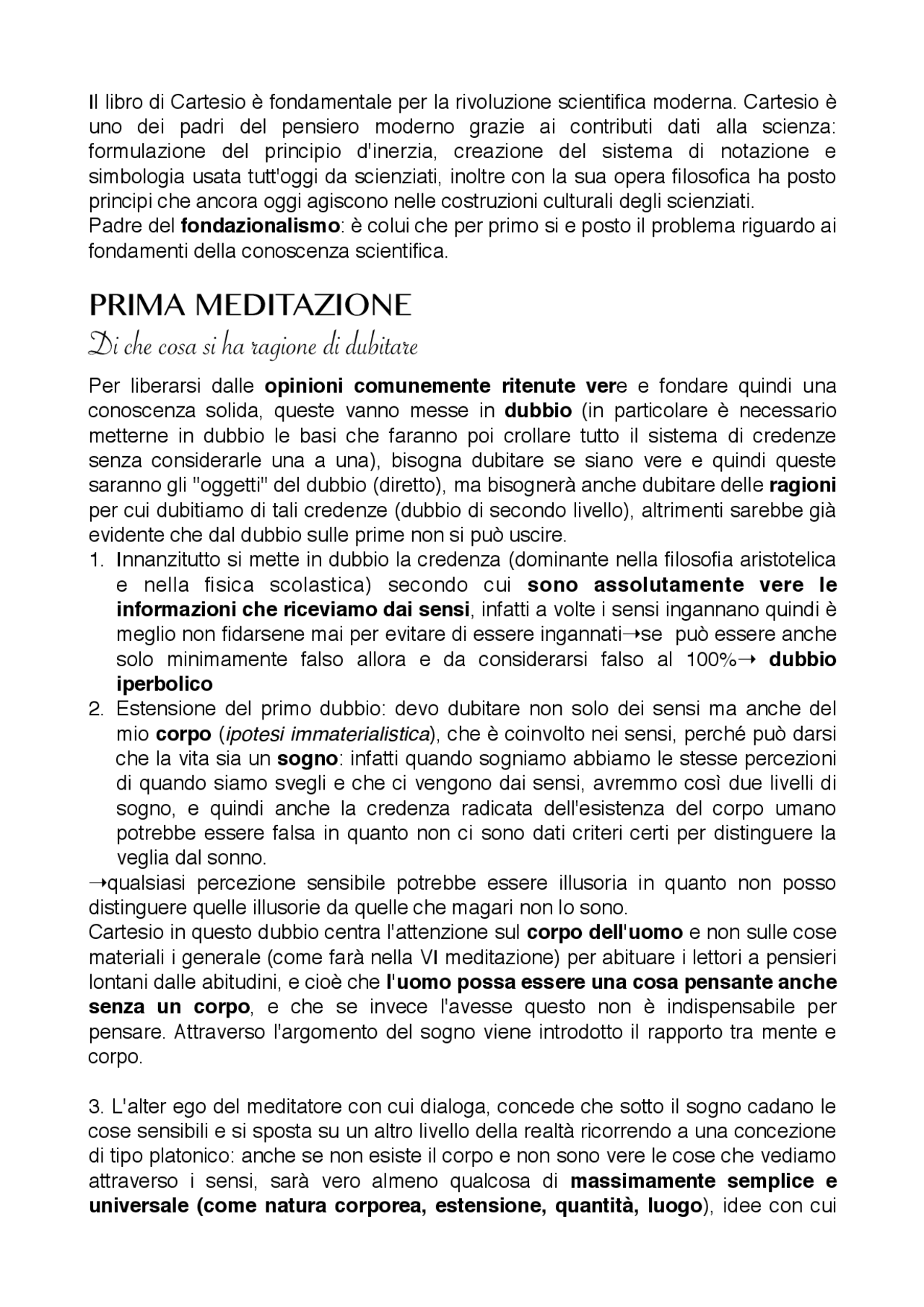 Meditazioni Metafisiche Cartesio Docsity