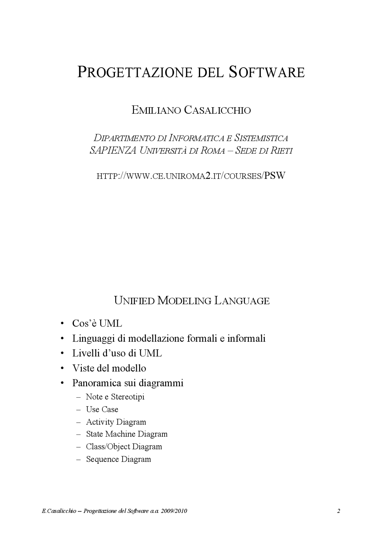 Progettazione Software Docsity
