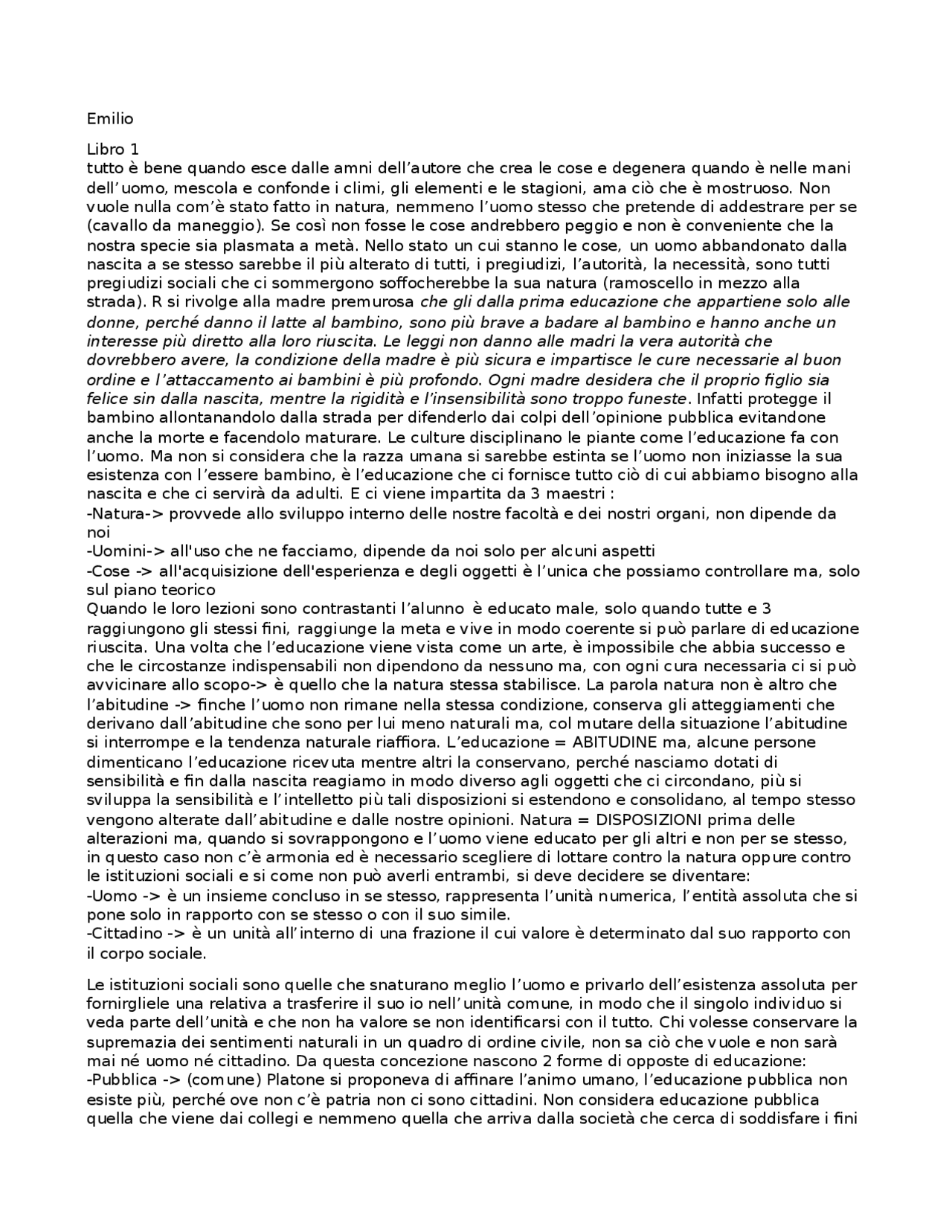 L Emilio Di Rousseau Docsity