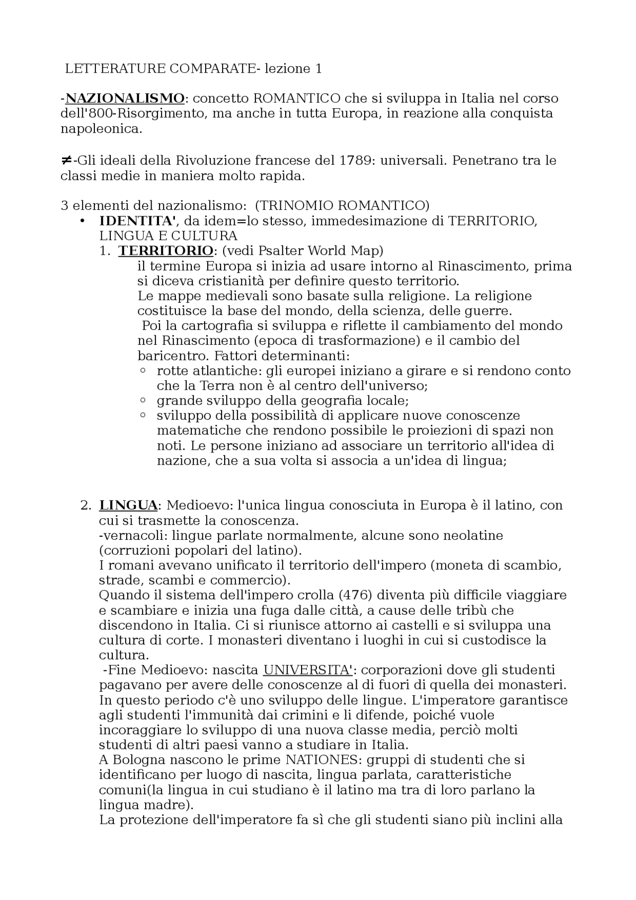 Letterature Comparate Docsity